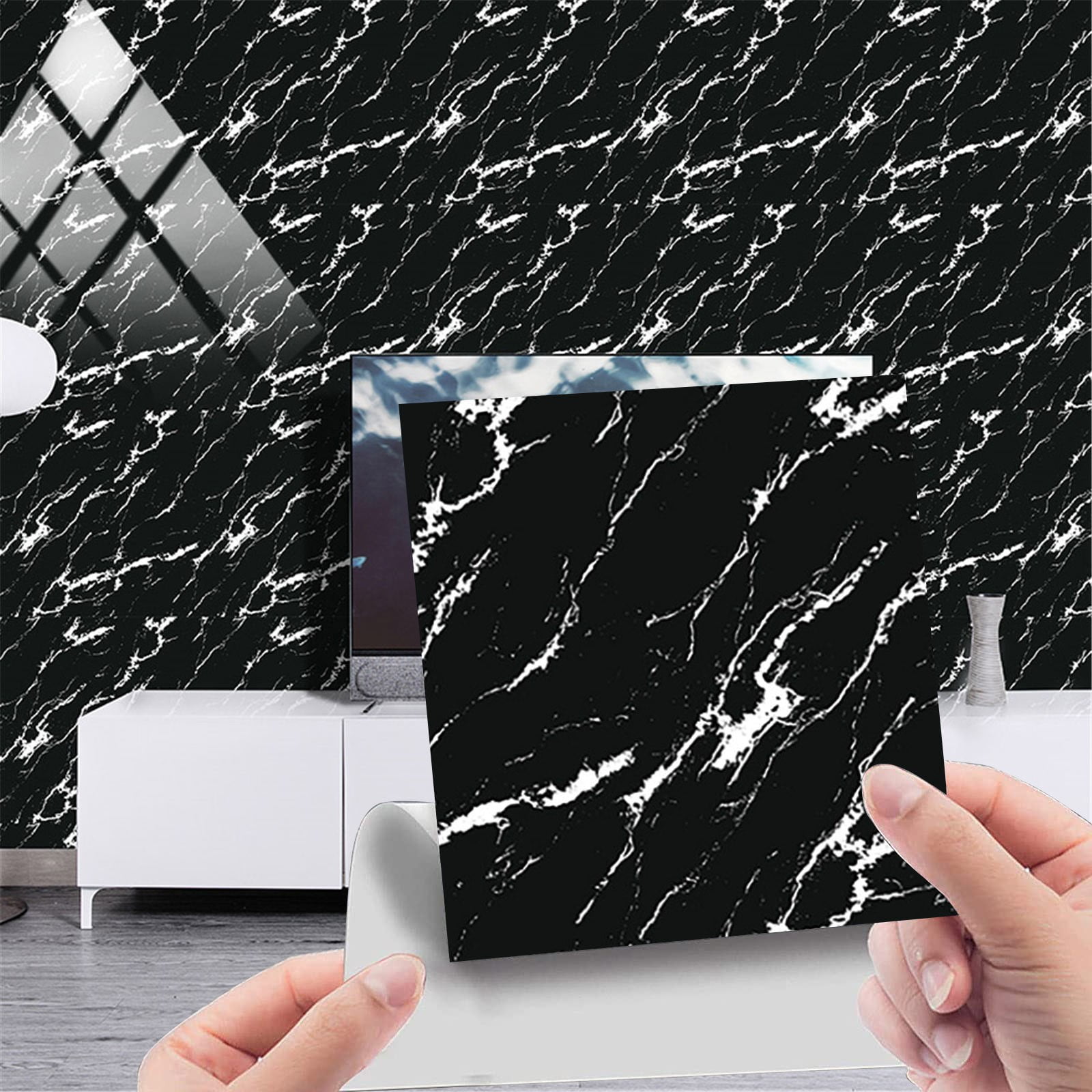 Clearance!TAKTUK Peel and Stick Wallpaper,10 Pieces Marbless Tile ...