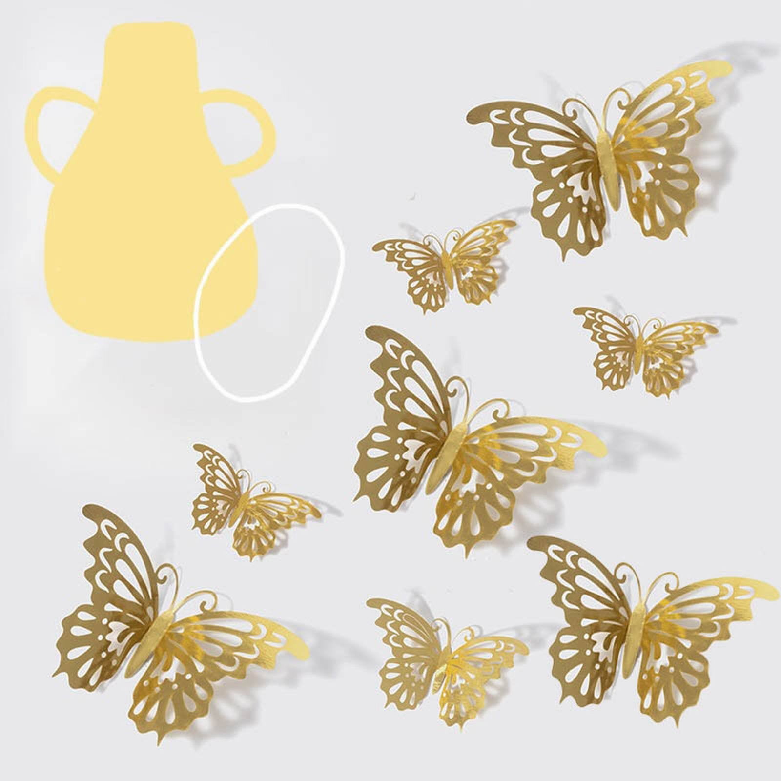 Clearance!TAKTUK Wall Art,12Pcs 3D LaserButterfly Wall Decorations 3 Sizes 6Styles 4 Coloer ...