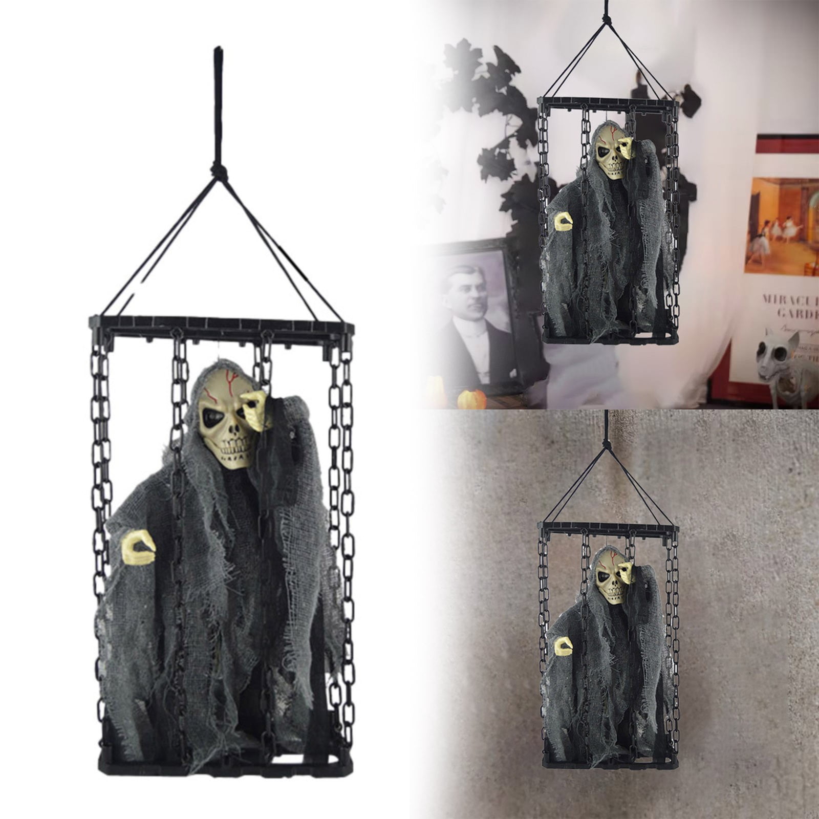 Clearance!! Terrifying Hanging Skeleton Terrifying Realistic Hanging Skeleton With LED Red Eyes ...