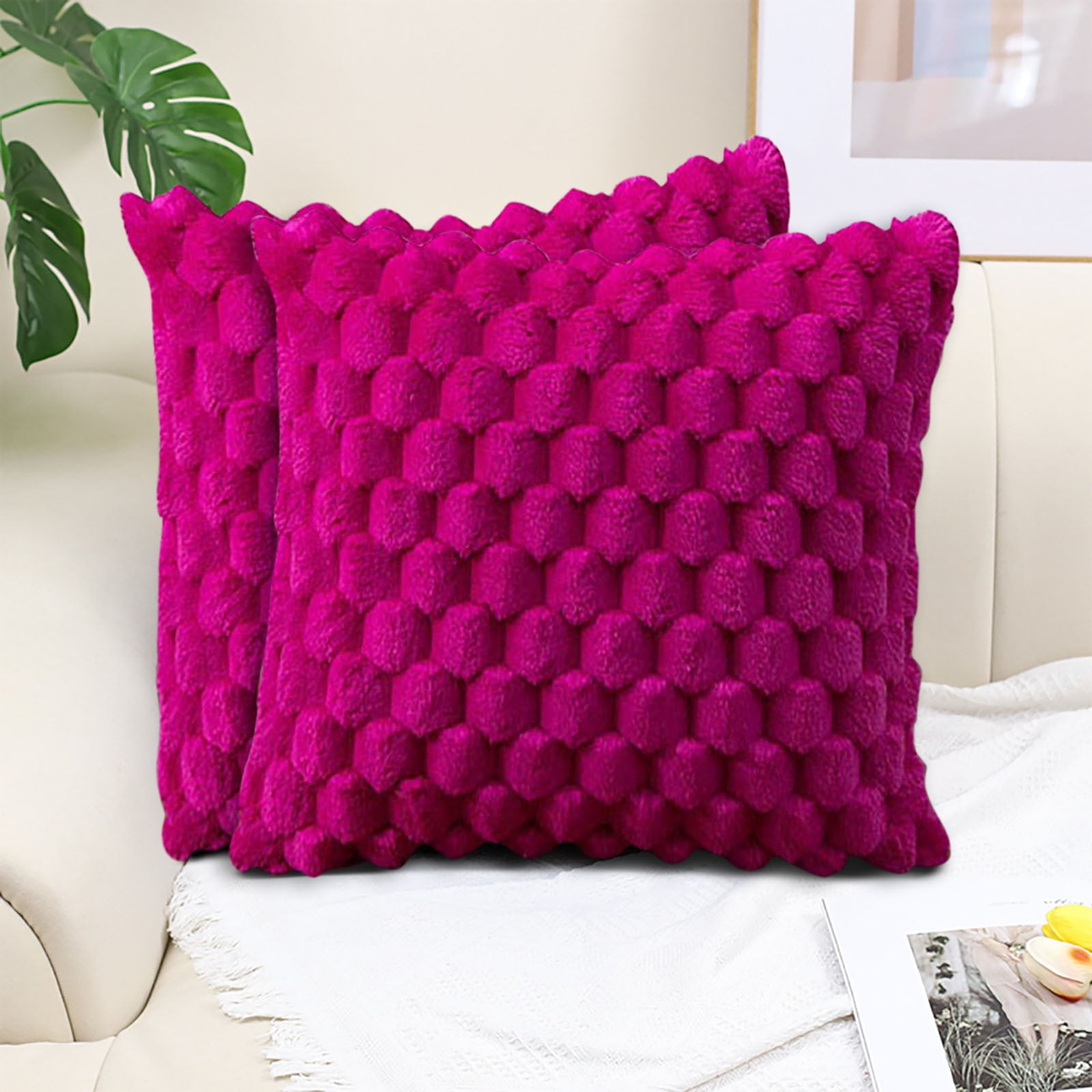 Clearance! Throw Pillow Covers 20x20 Inch, Soft Plush Faux Wool Beige ...