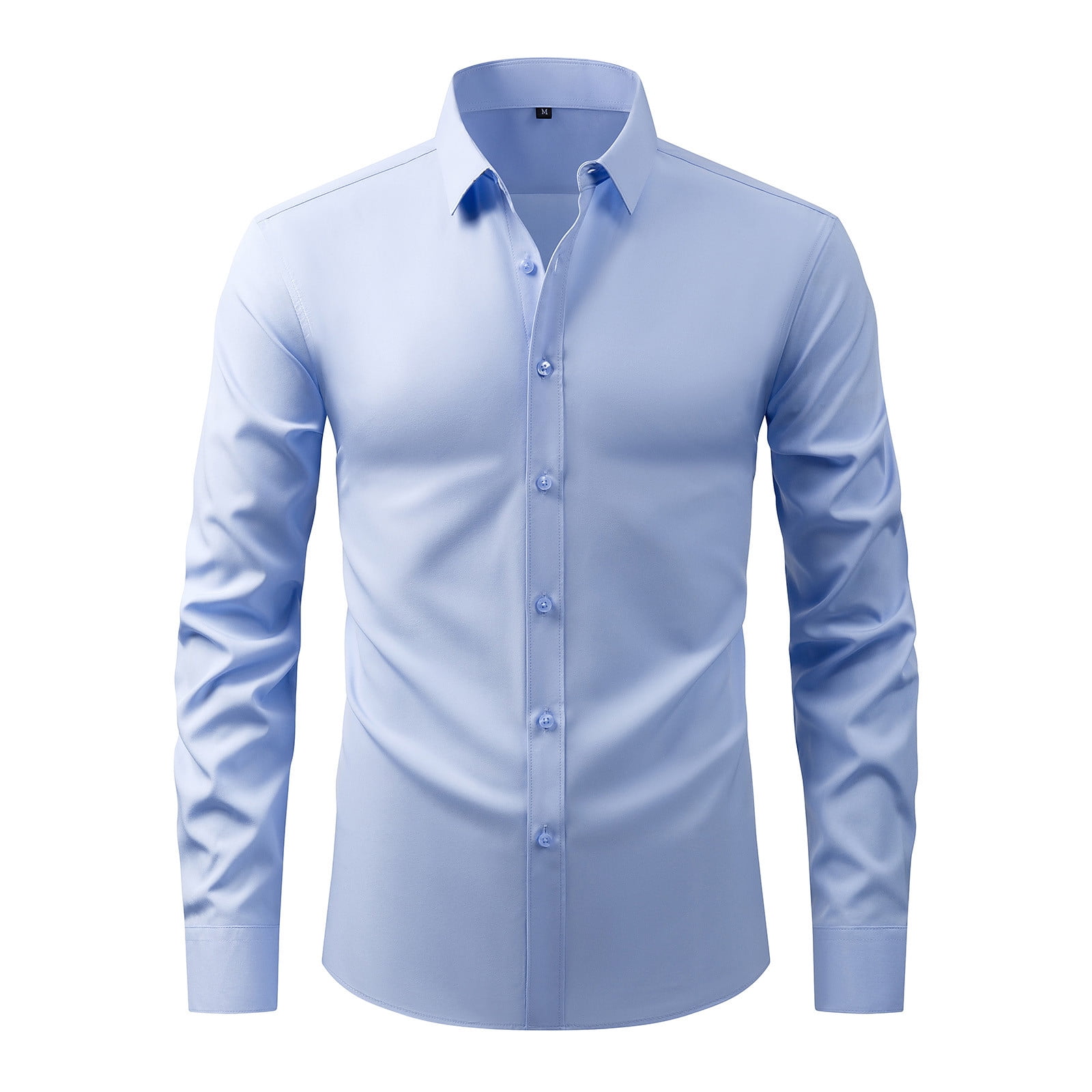 Clearance! Titcea Men's Dress Shirts Lapel Buttons Plaid Lining Long ...