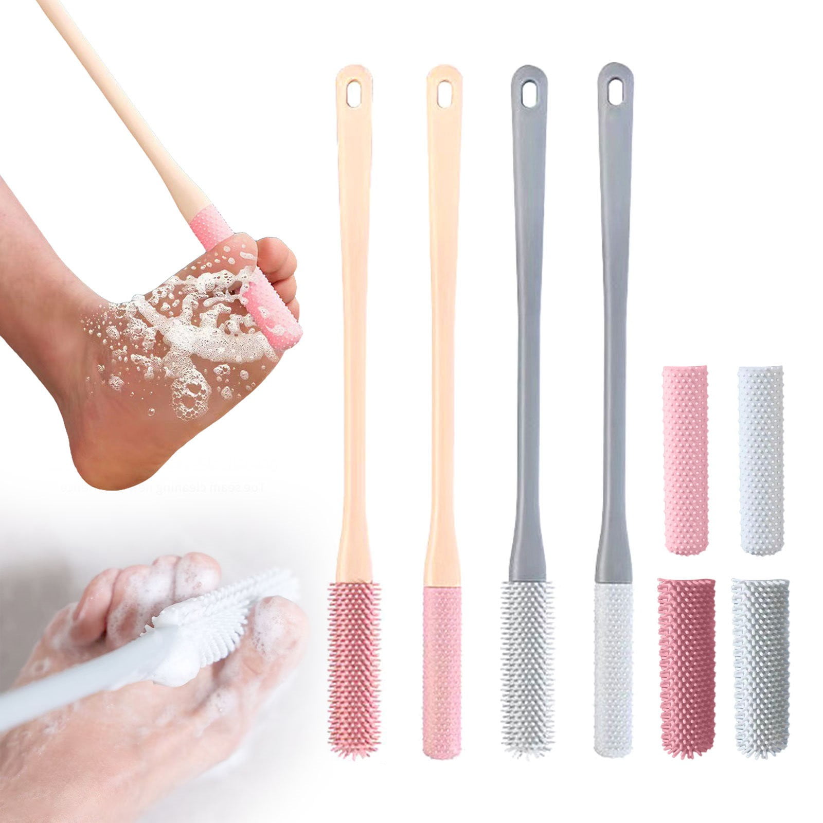 Toe Seam Massage Brush and Soft Rubber Foot File Toe Cleaning Brush ...