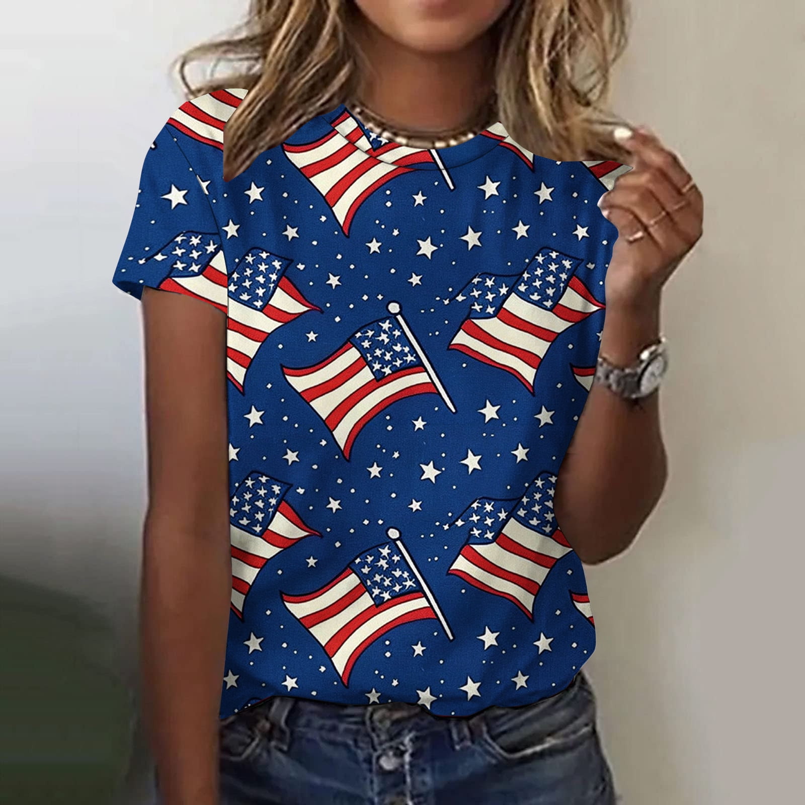 Clearance Tops under $5! Yrmaups Women 4th of July Blouse Red White and ...