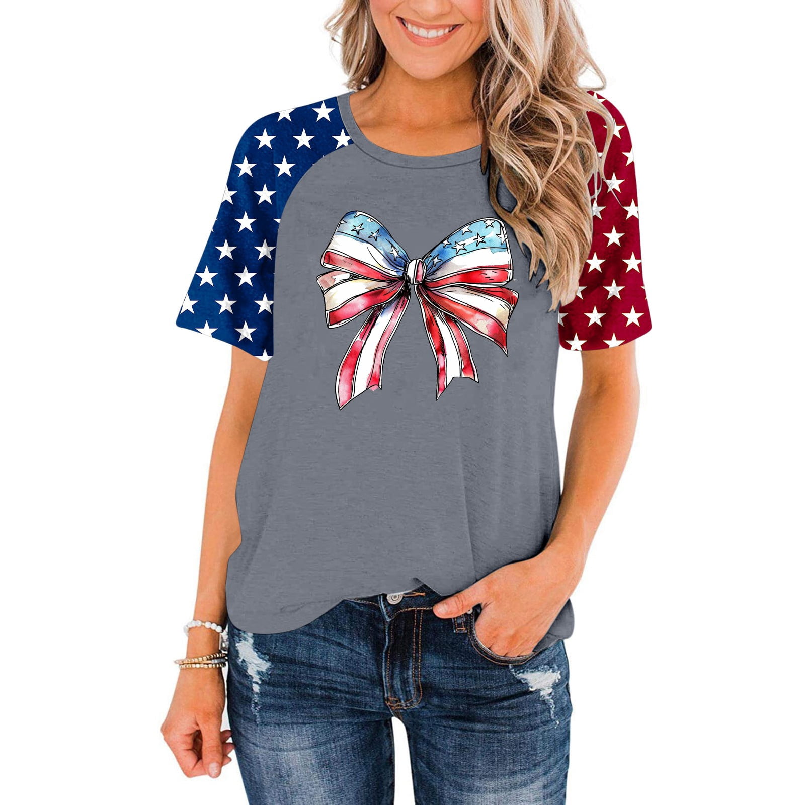 Clearance Tops under $5! Yrmaups Women 4th of July Shirts Casual USA ...