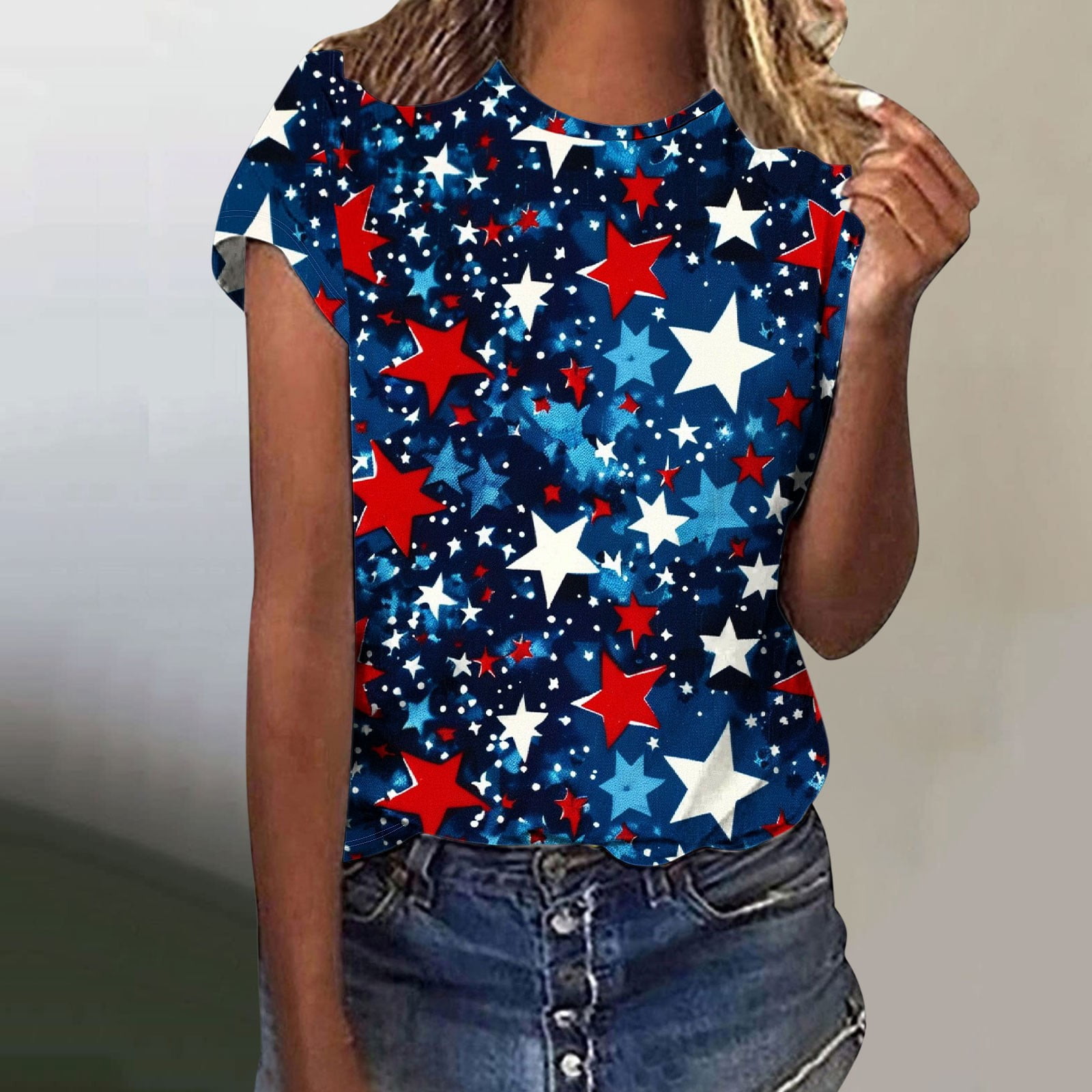 Tops under $5! Yrmaups Women 4th of July Shirts Casual USA Flag Star ...