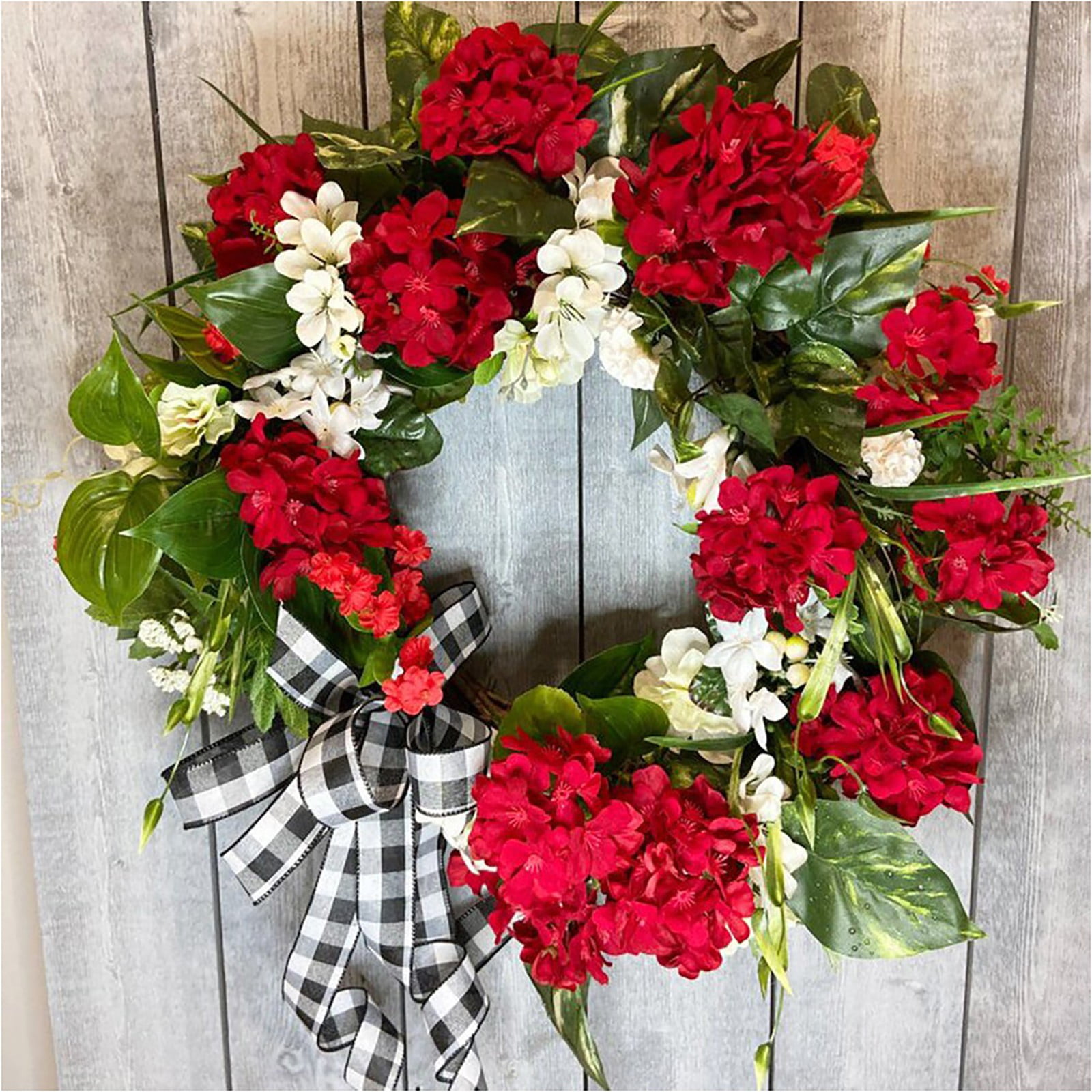 Clearance! Toyeng Plastic, Red Geranium Wreath Spring Summer Front Door ...