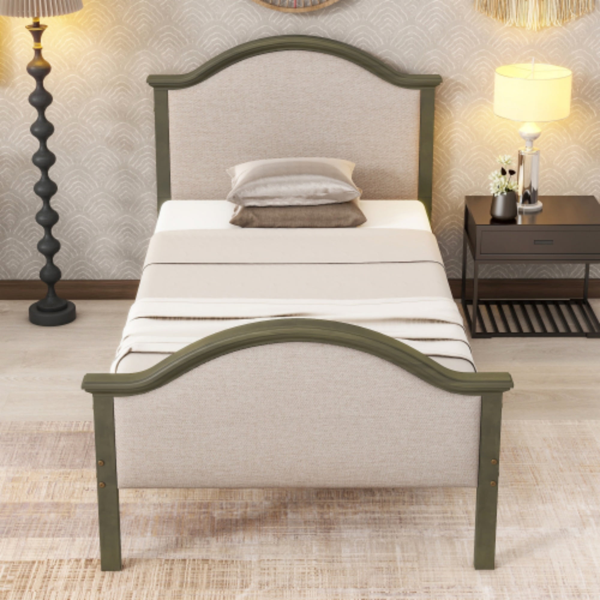 Clearance!!! Twin Size Bed Frame, Upholstered Twin Platform Bed with ...