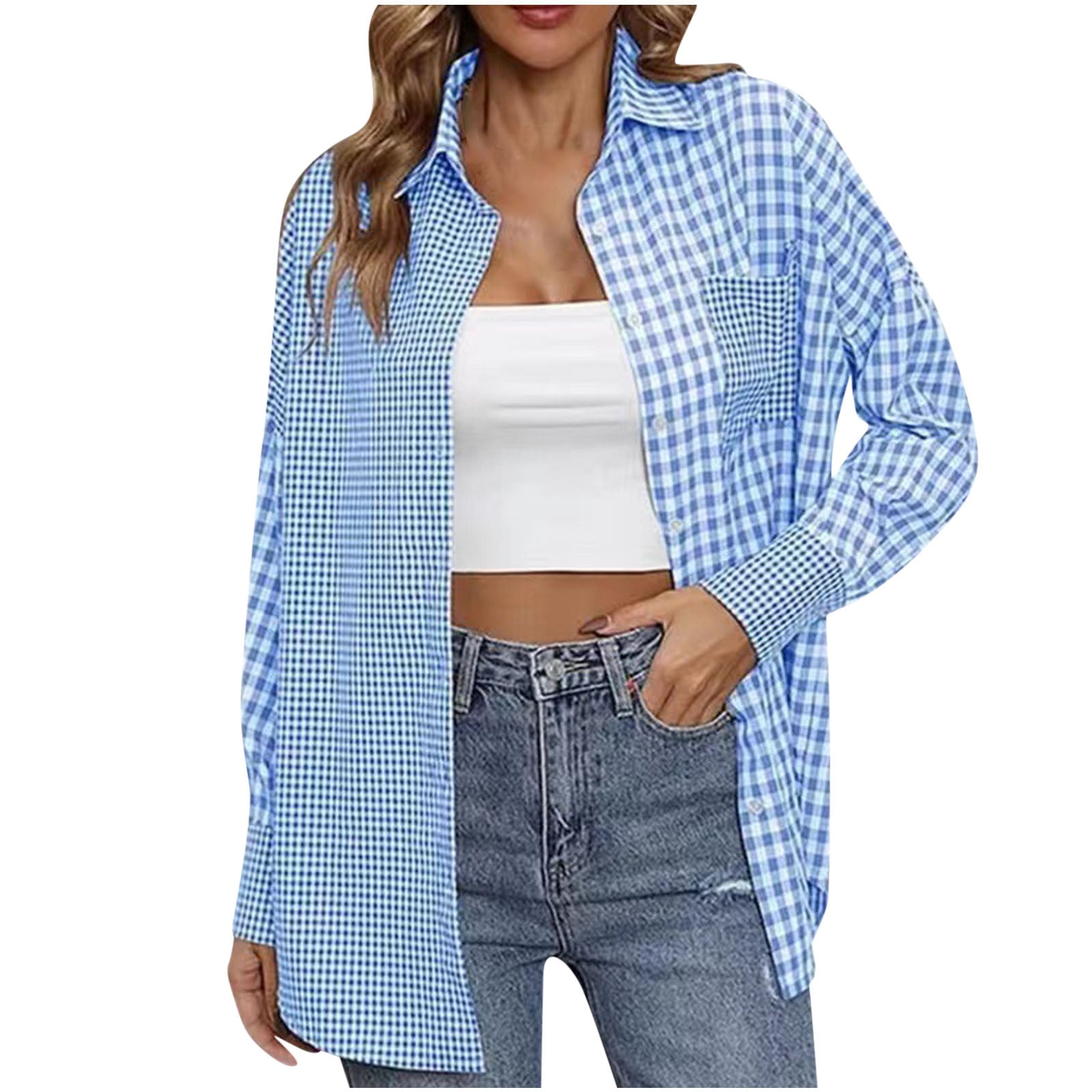 USUPDD Long Flannel Shirt Women Flannel Fall Clothes Outfits Business ...
