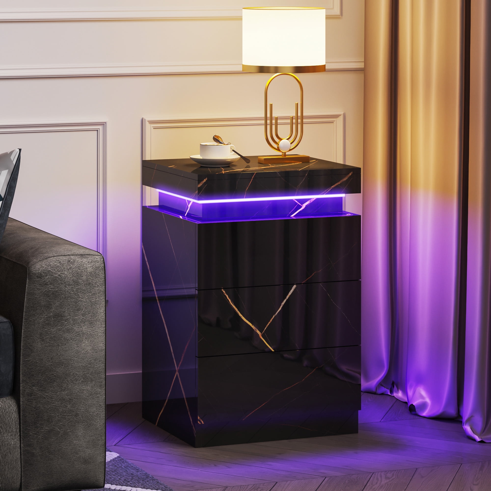 Uforic LED Nightstand - Bedside Table with RGB LED Lights - Walmart.com