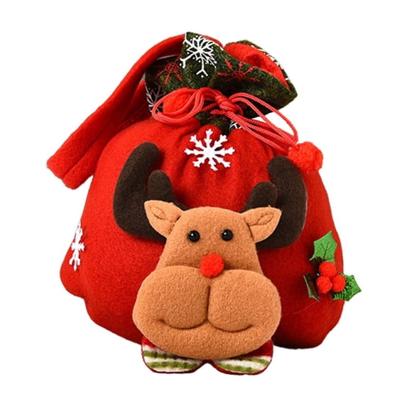 Clearance Under $ 0.99 Christmas Drawstring Gift Bag with 3D Fabric ...
