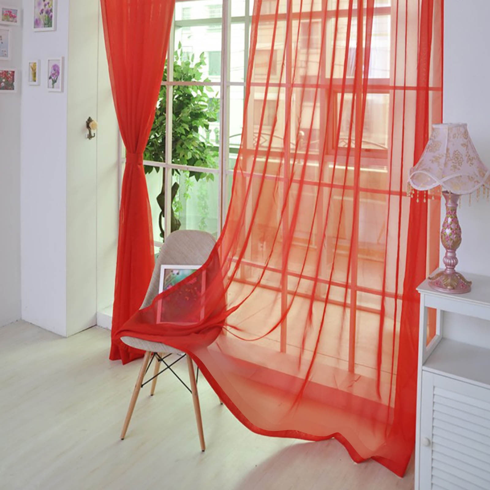 Clearance Under $1 Boovnll Curtains Transparent Mesh Solid Color Sheer ...