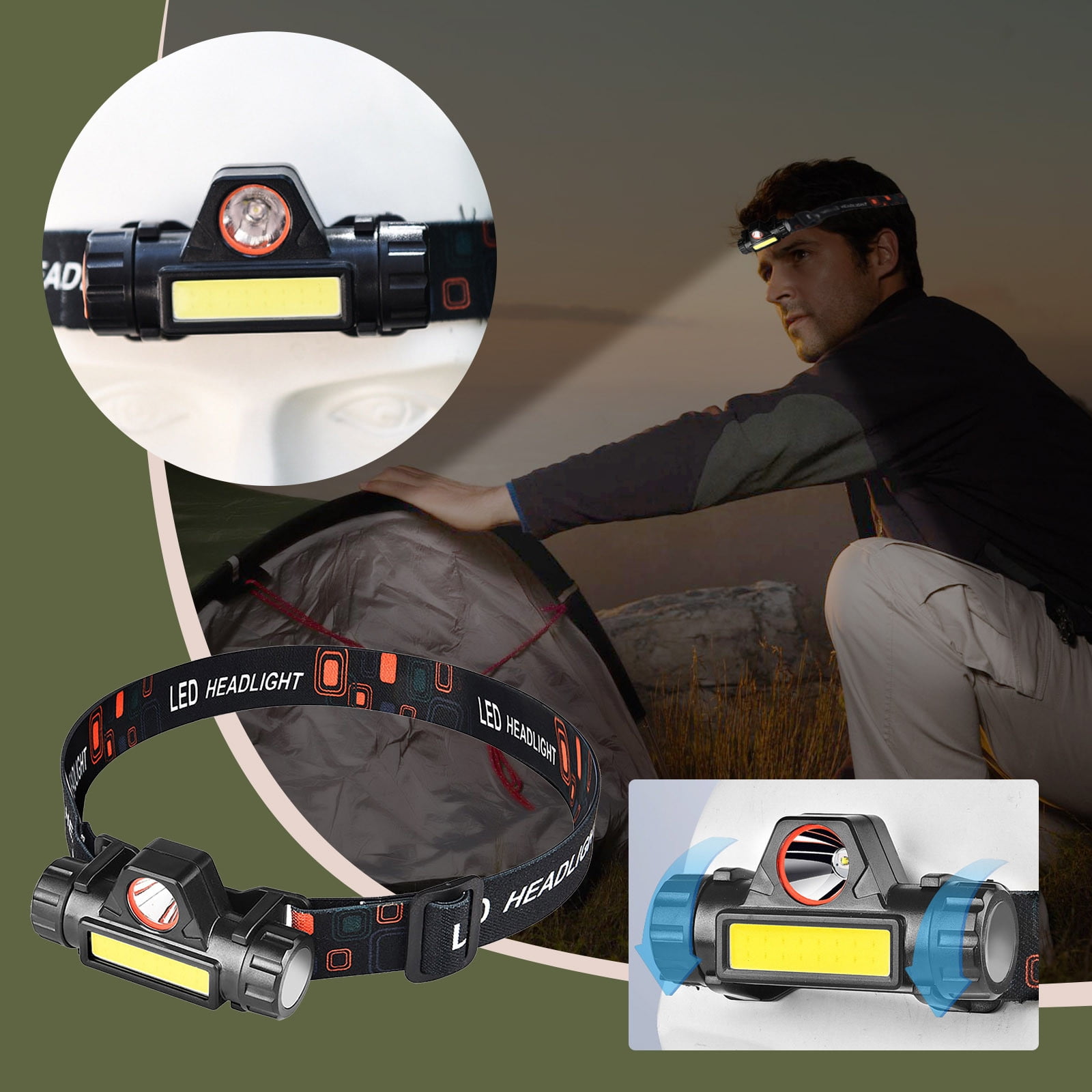 Clearance Under 10$!Camping Lights Led Strong Headlight Rechargeable ...