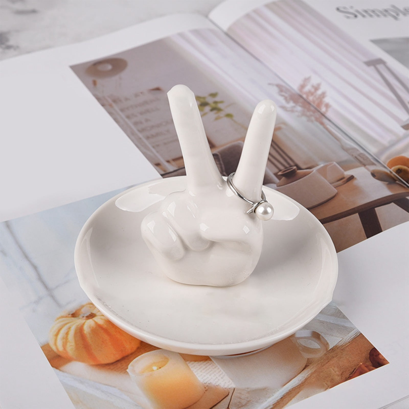 Clearance Under $10 Ceramic Gesture Ring Rack Jewelry Plate Hand ...