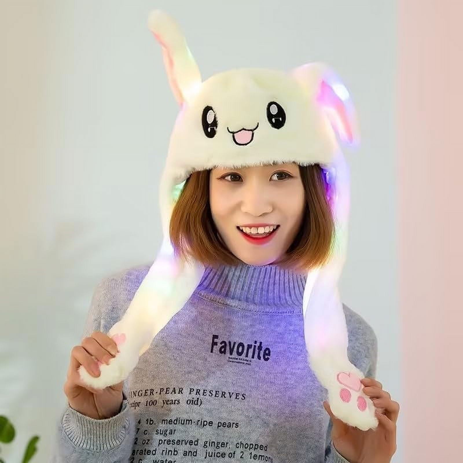 Clearance Under 10$! Luminous Bunny Hat With Ears Cute Plush Toy Warm ...