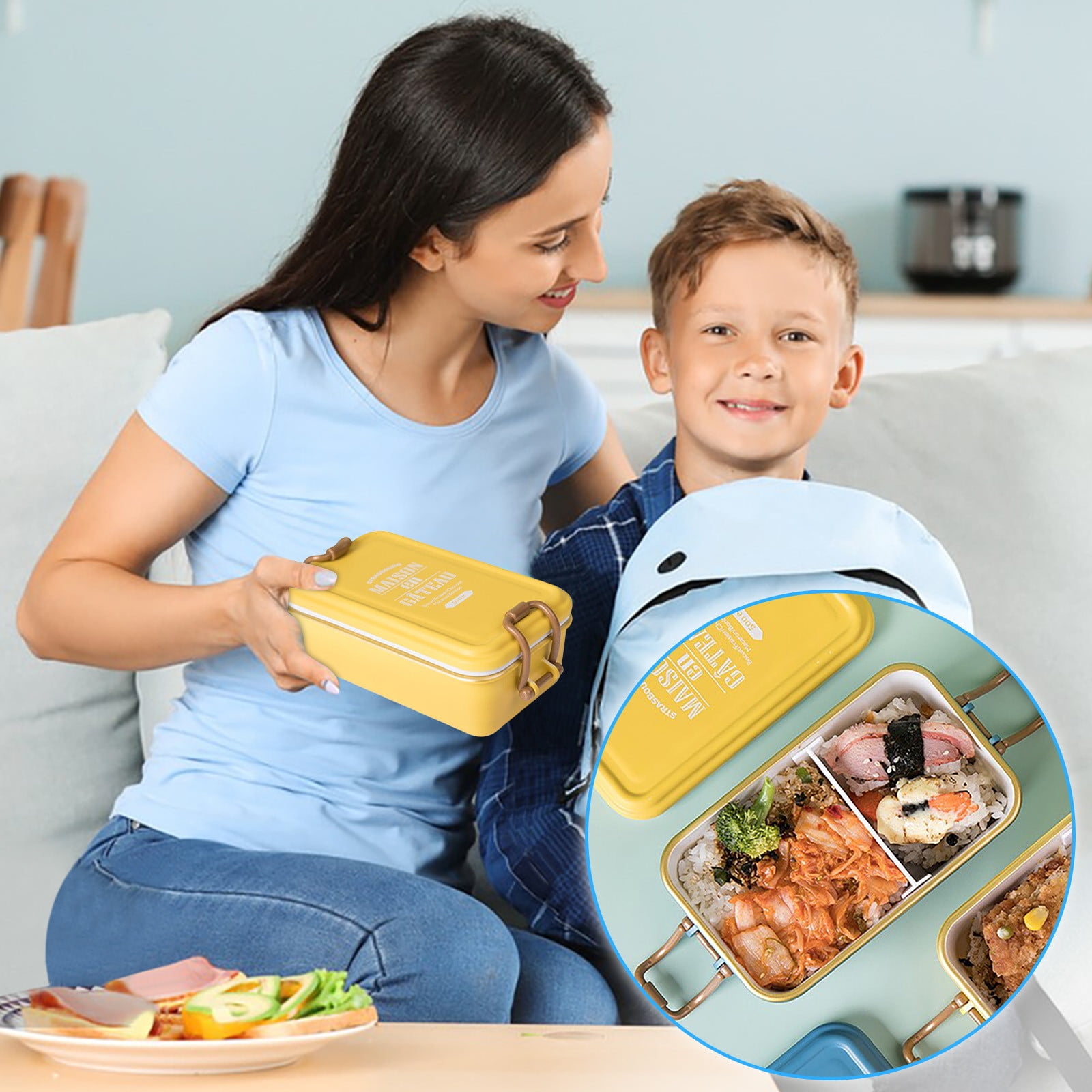 Clearance Under 10$!Lunch Bento Boxes Retro Bento Design Divided Bento ...