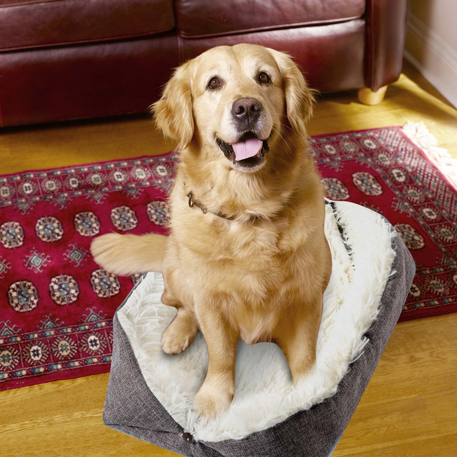 Clearance Under $10 Machine Washable Plush Dog Bed Calming Dog Cat Bed ...