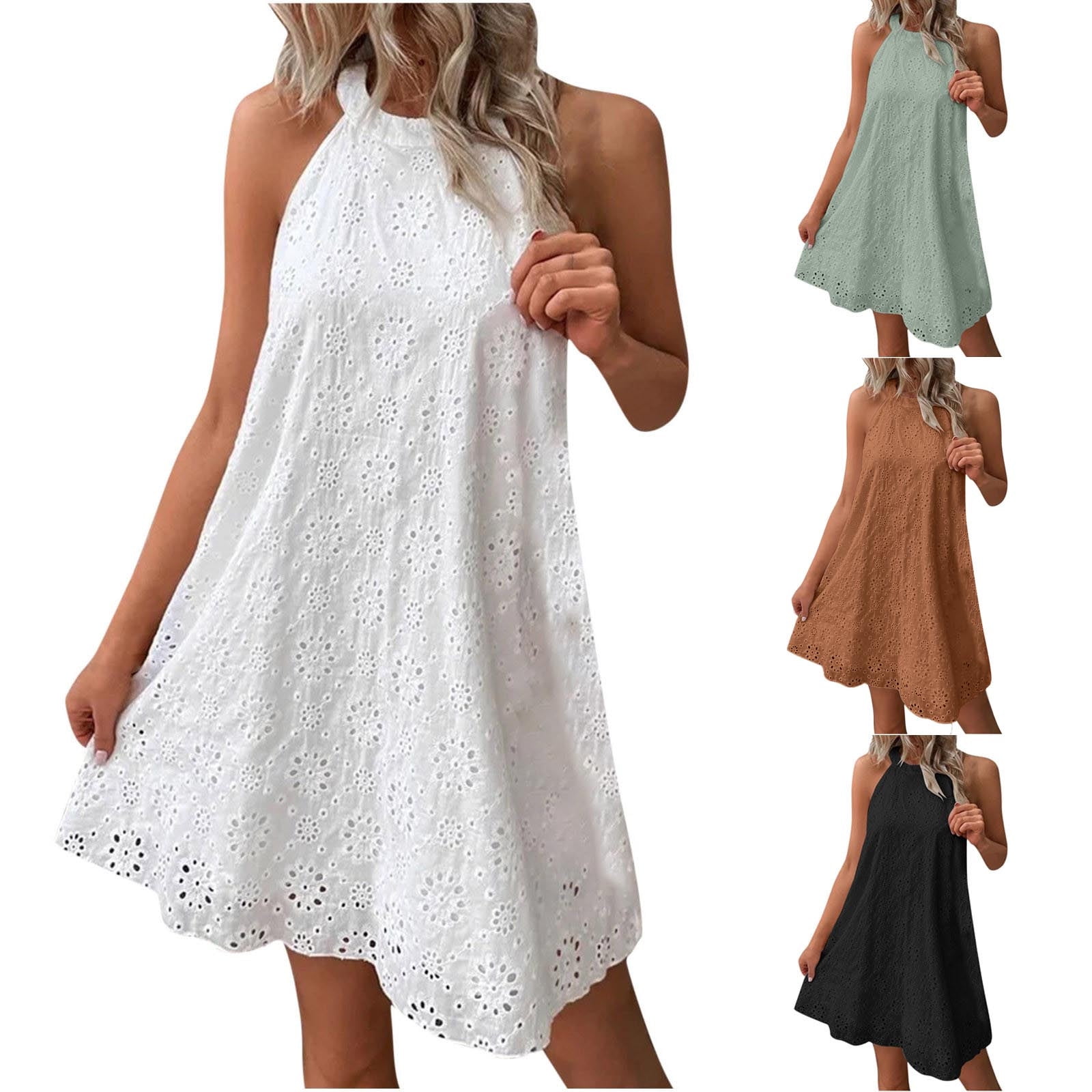 Summer Sundresses for Women 2024 Plus Size Embroidery Sleeveless ...