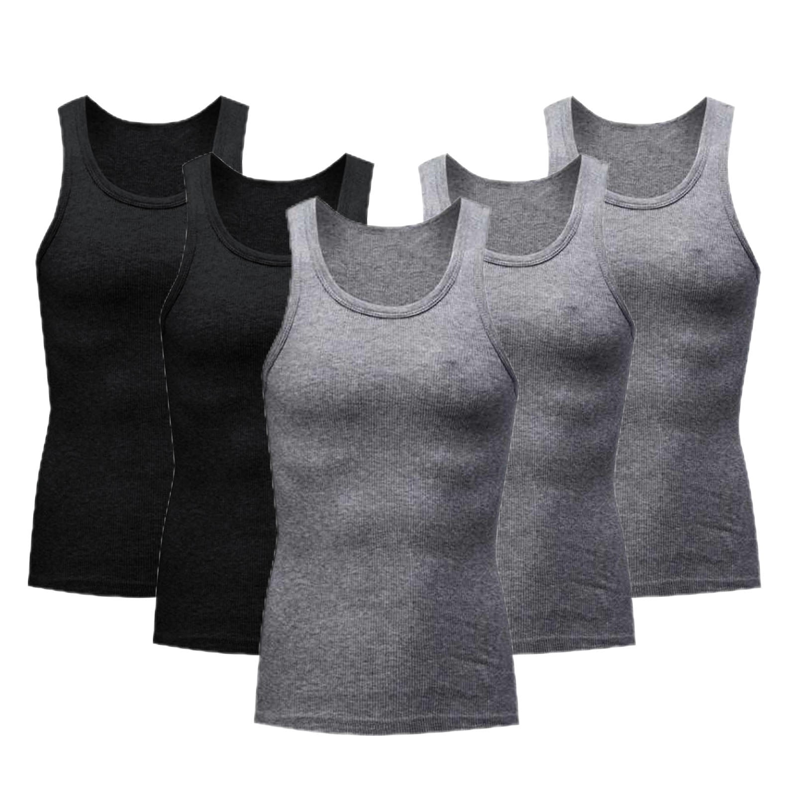 qolati Men's Gym Tank Tops 5 Pack Breathable Crew Neck Workout Muscle ...