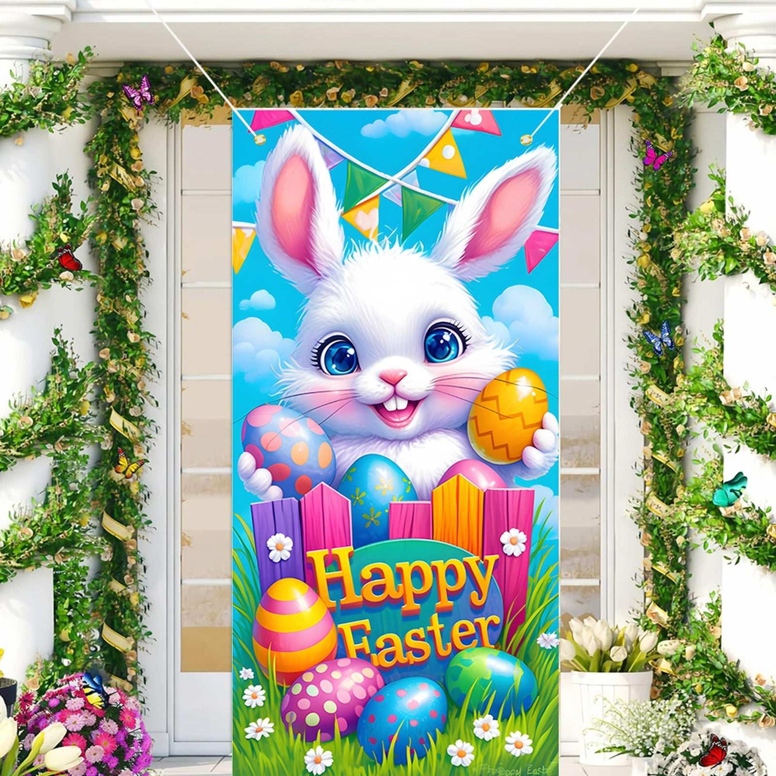 Clearance Under $5 Boovnll Easter Door Cover, 35x71" Easter Bunny ...