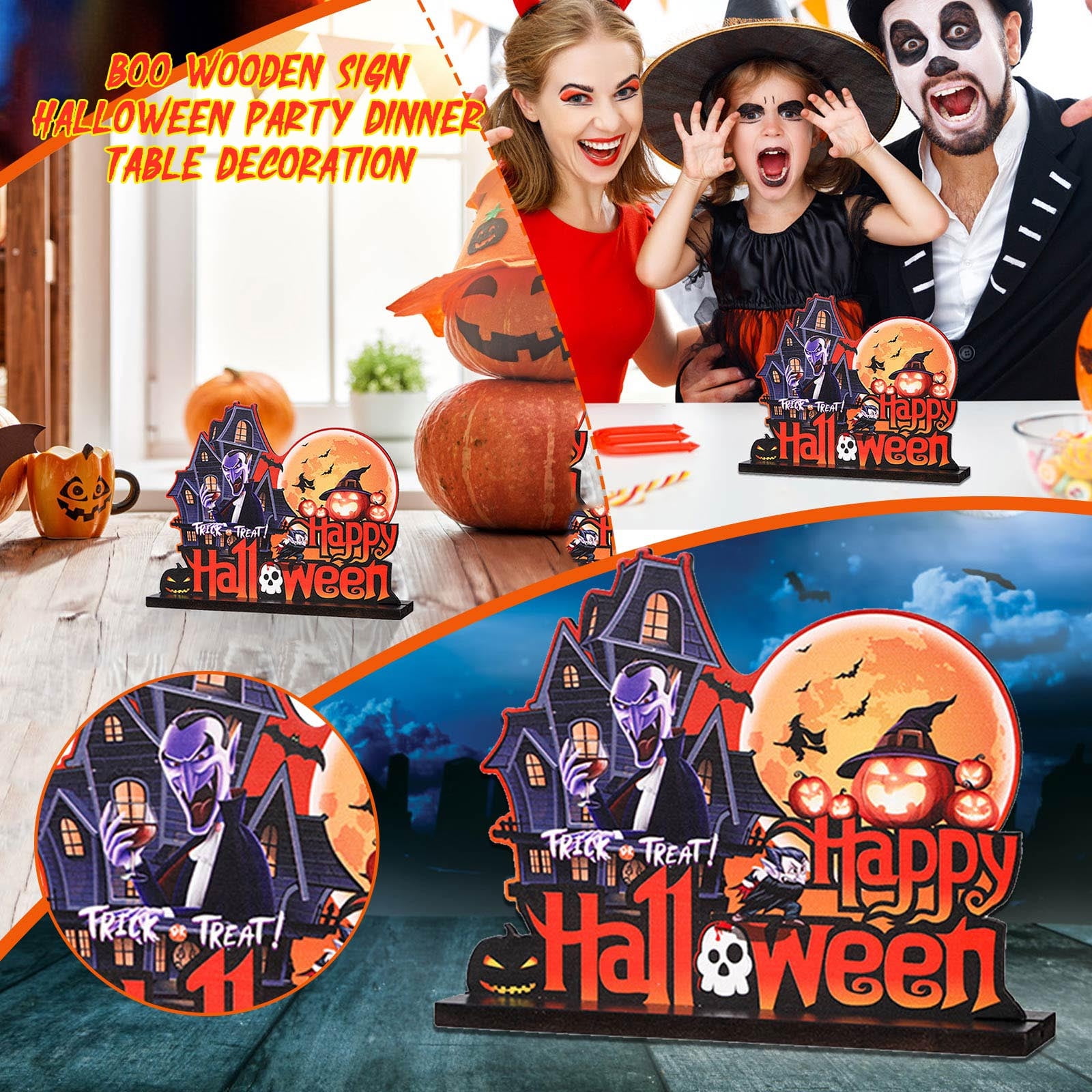 Clearance Under $5 Dinner Sign Candy Hallowee Table Wooden Decoration ...