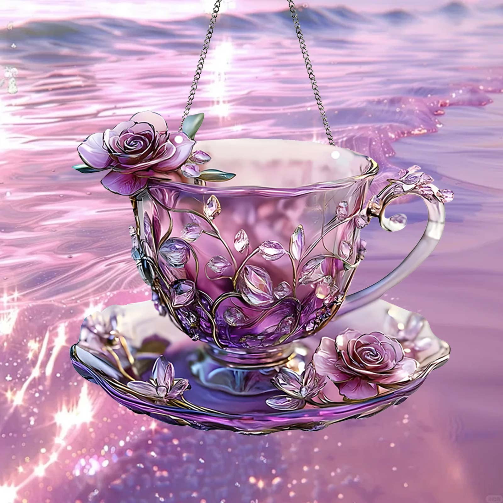 Clearance Under $5 Hangs European Style Purple Afternoon Tea Acrylic ...