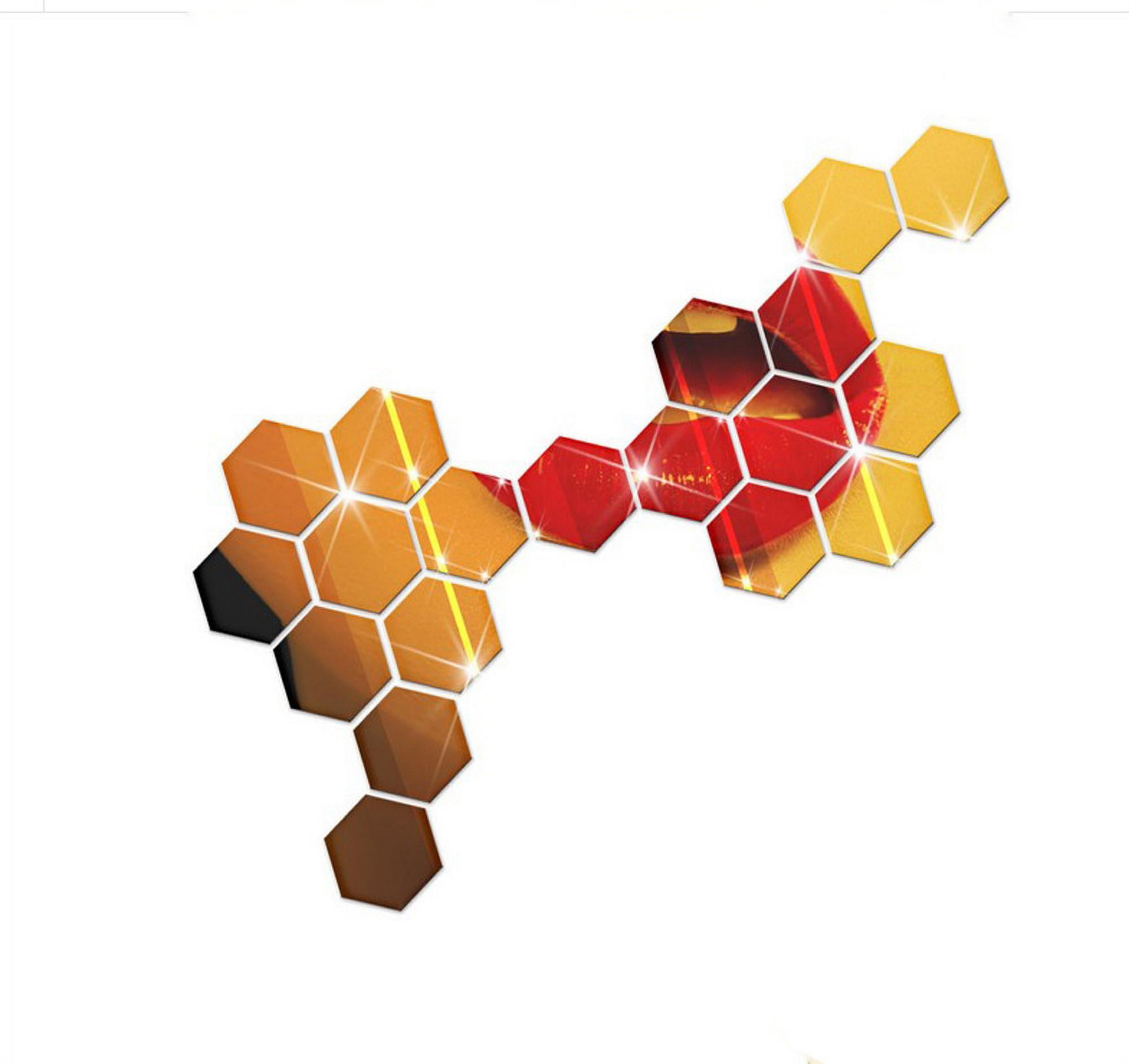 [Clearance Under 5$-Home Wall Stickers], FNGZ Hexagonal Frame 3D Mirror ...