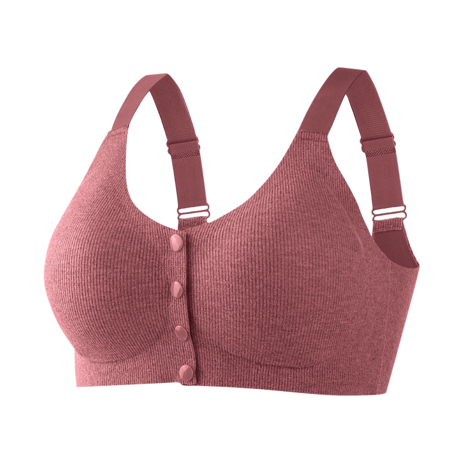 Miqool Front Closure Bras for Women No Underwire Ribbed Seamless ...