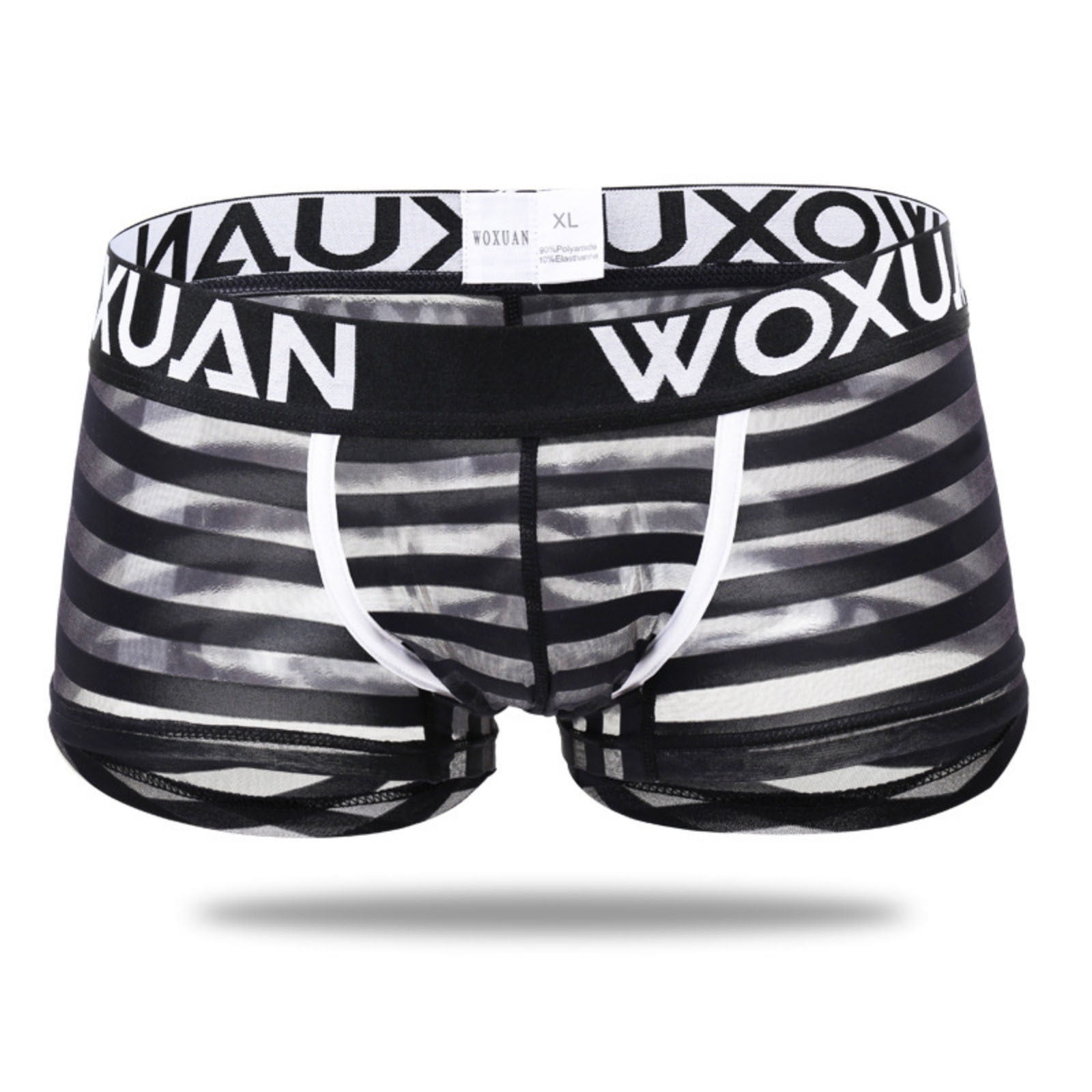 Miqool Mens Ultra-Thin Striped Underwear Sheer Mesh Boxer Briefs Trunks ...