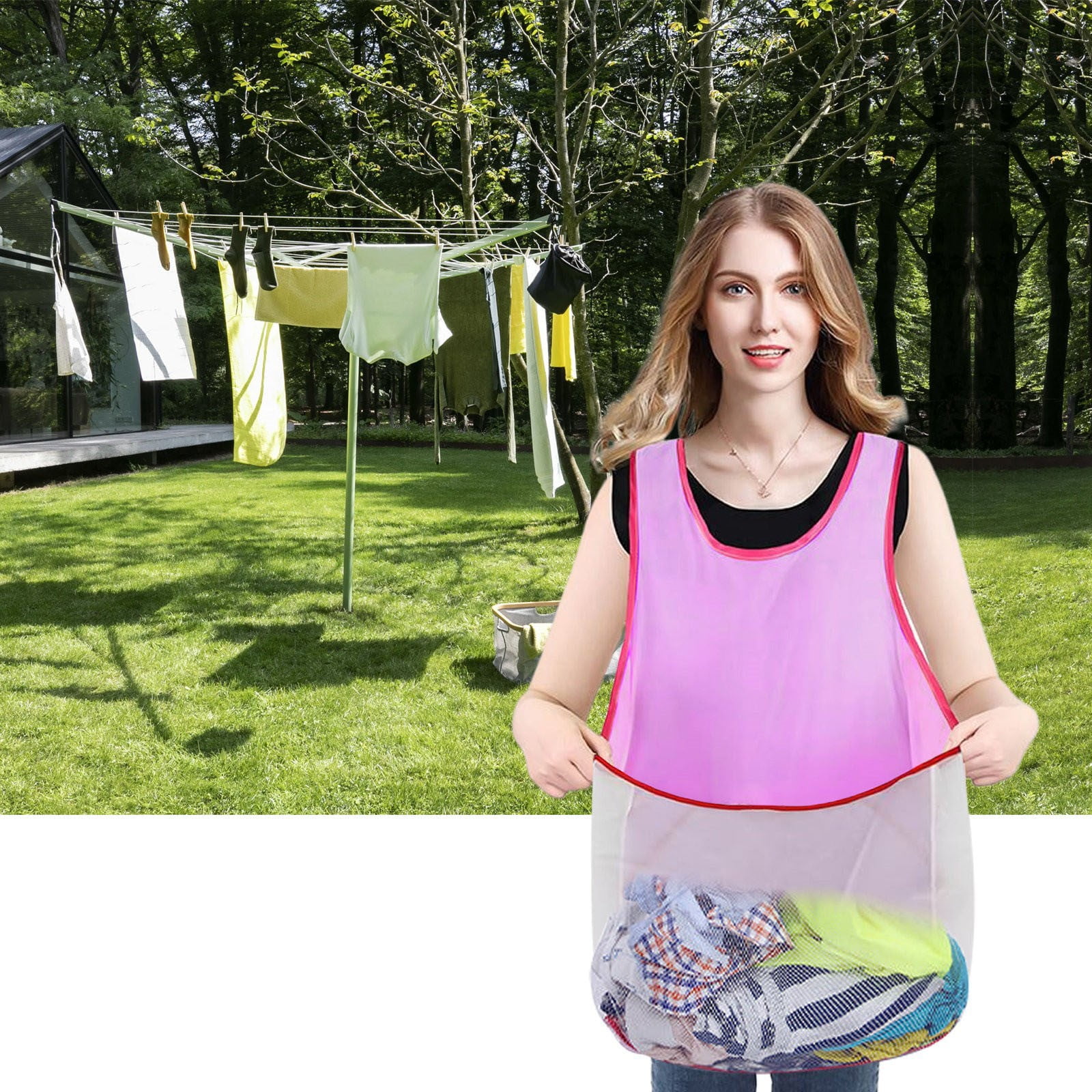 Clearance Under $5 Portable Clothes Drying Apron Laundry Apron With ...