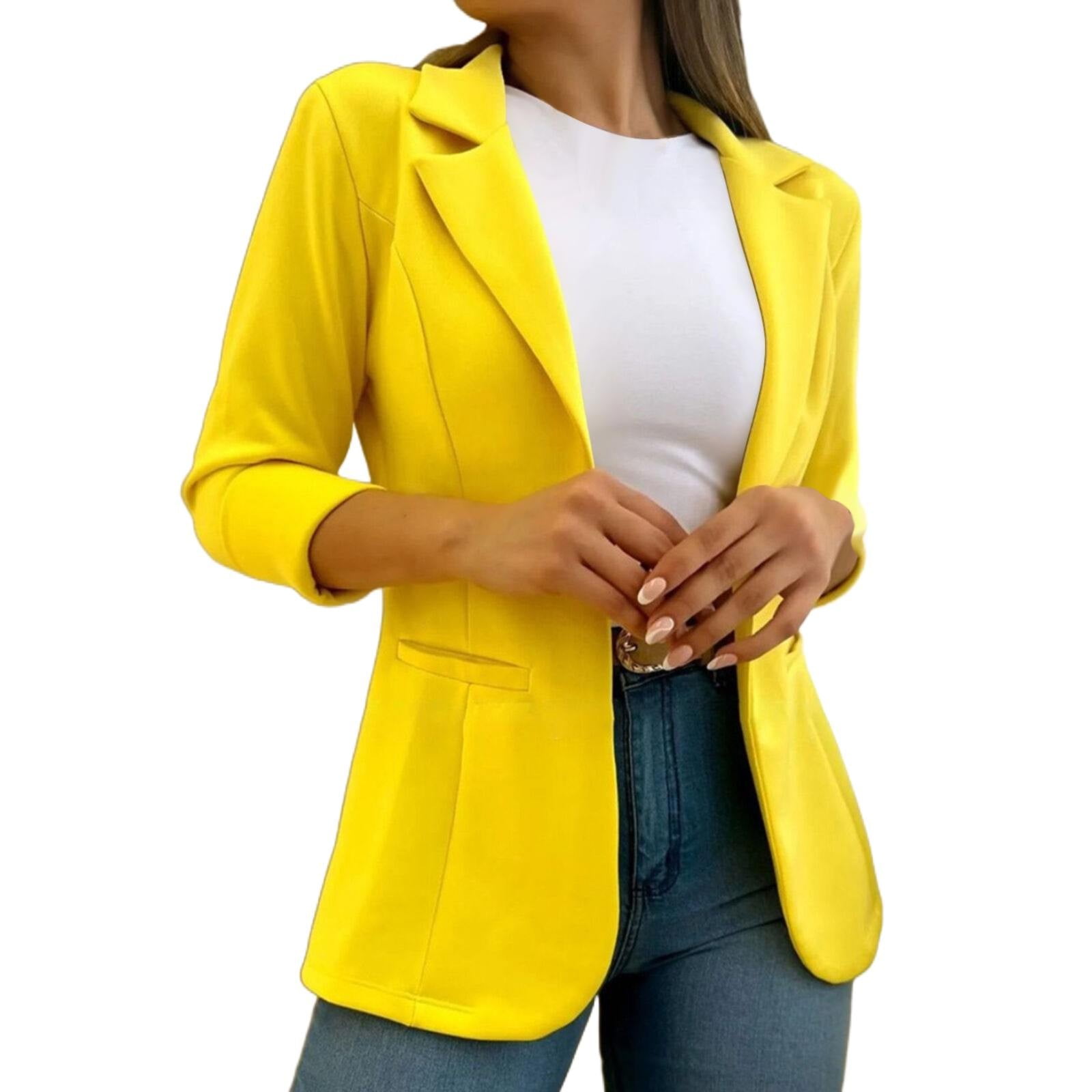 Uooqdmx Blazers for Women Suits Autumn and Winter Solid Color Simple ...