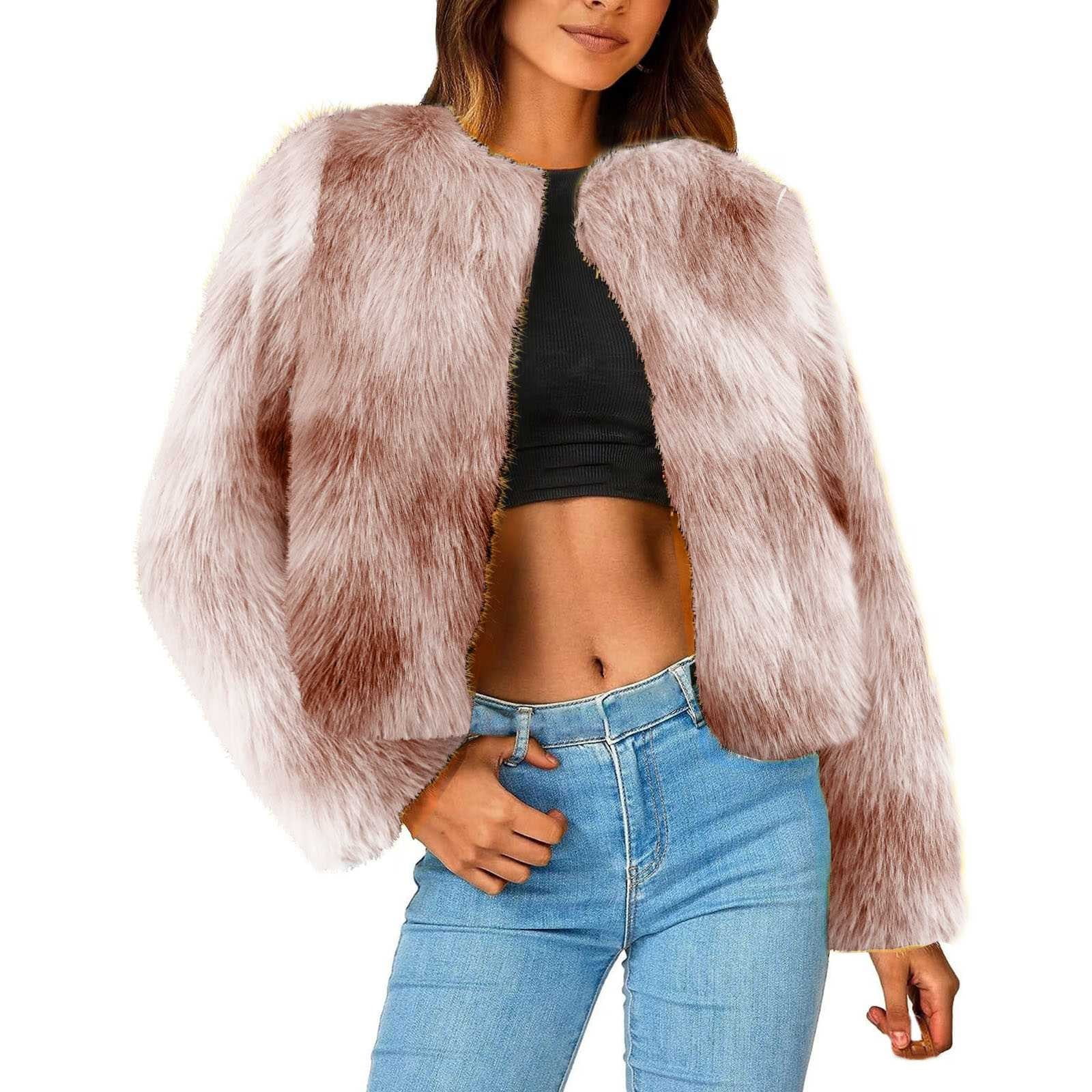 Clearance!Uooqdmx Cardigan Sweaters for Women Cropped Cardigan Fashion Cropped Faux Jacket Open ...