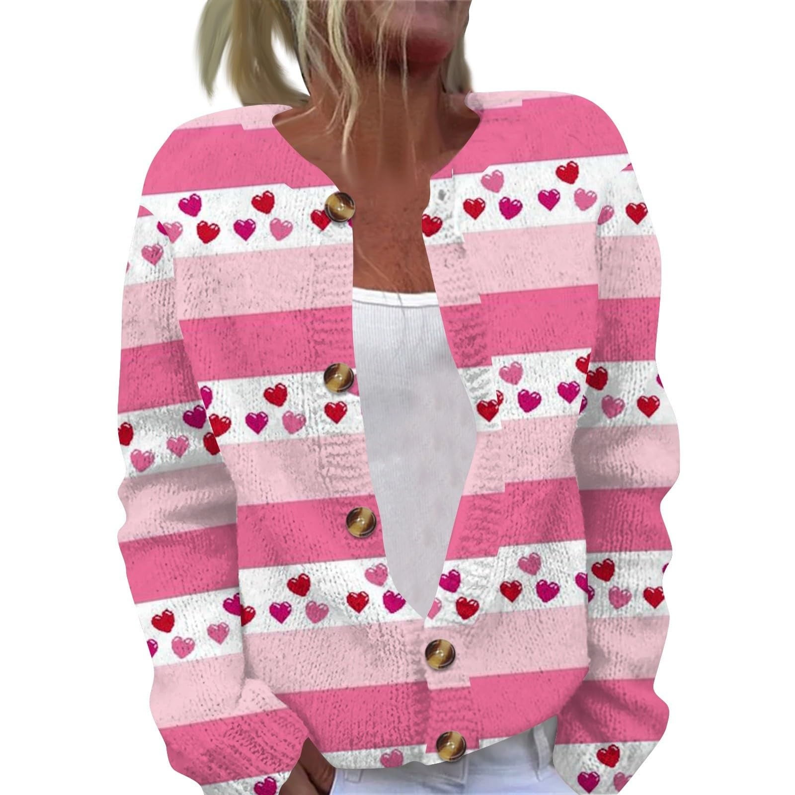 Uooqdmx Cardigan Sweaters for Women Valentines Day Cardigan for Women Button Up Cardigans for ...