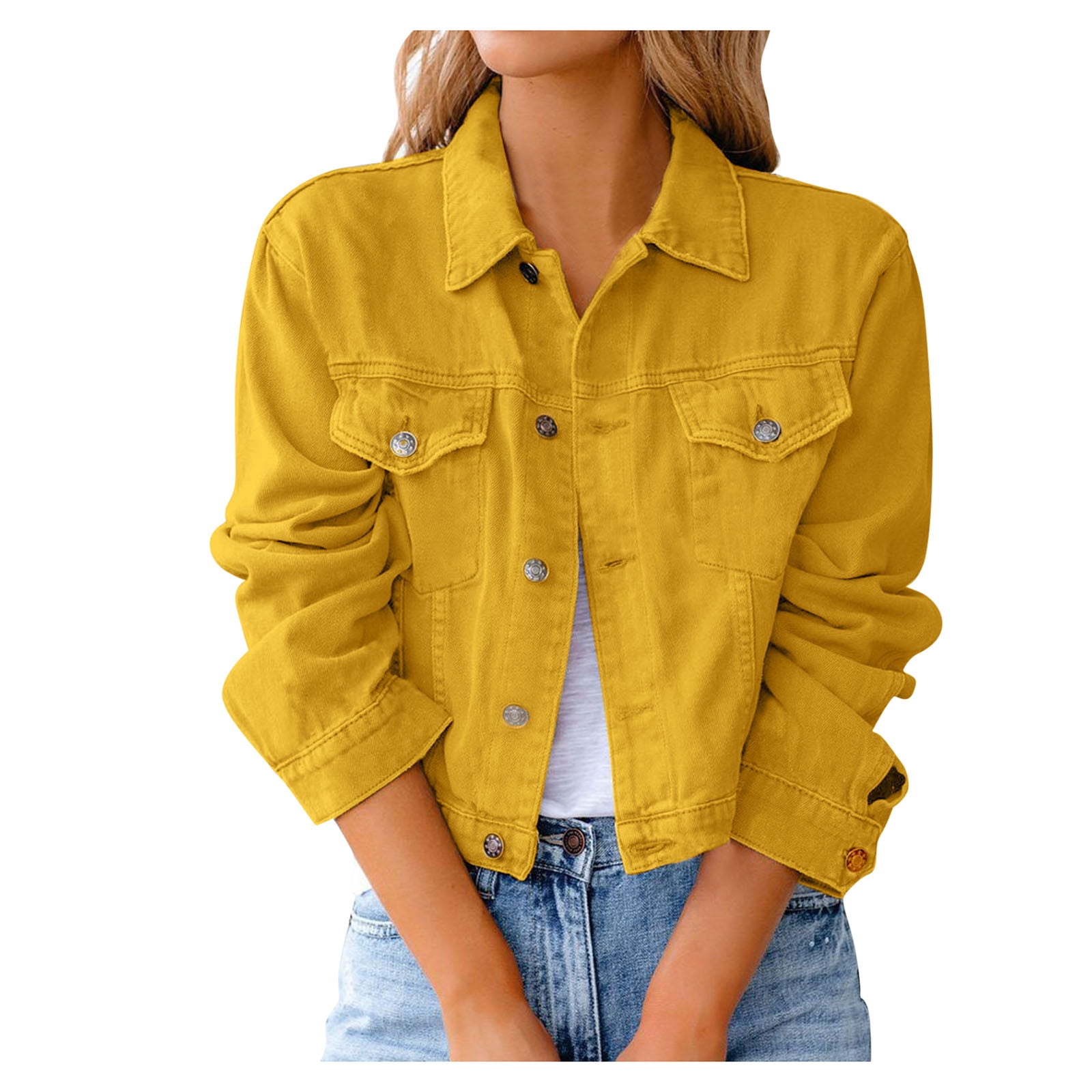 Uooqdmx Cropped Jean Jacket for Women, Denim Jacket for Women, Spring ...