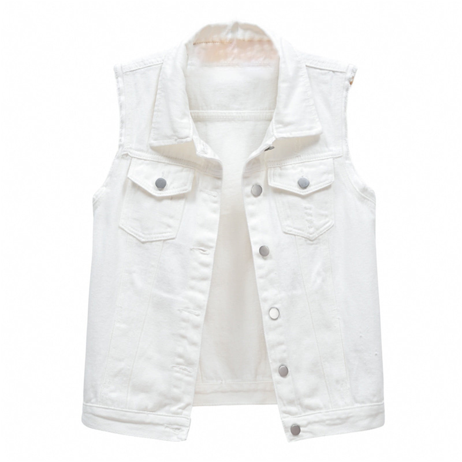 Uooqdmx Denim Jacket Denim Vest Cropped Jacket Women Multi Color Denim ...