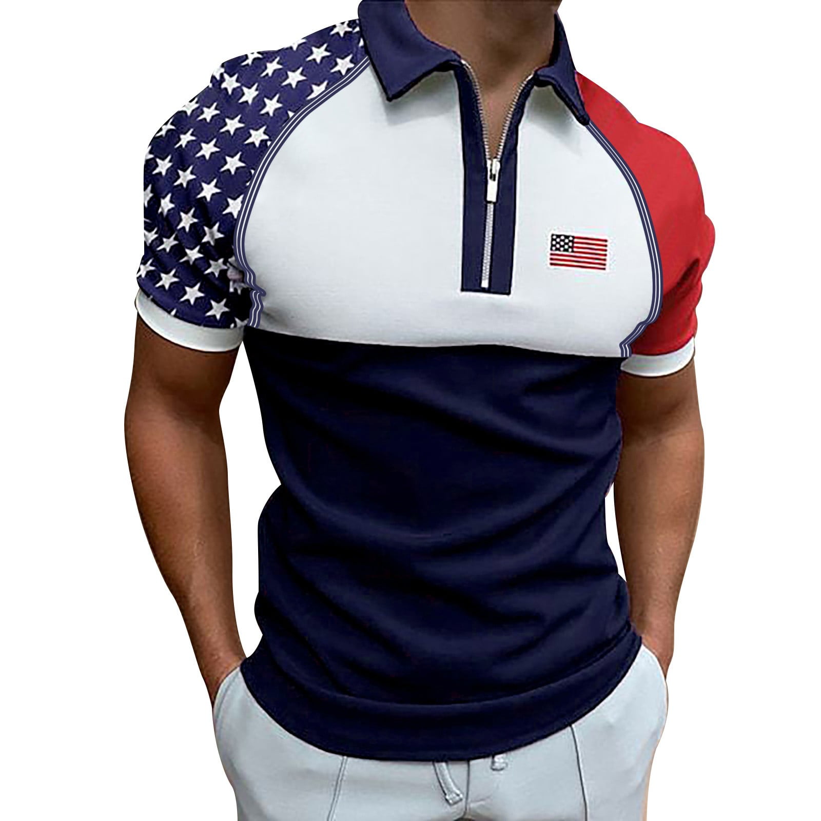 Uooqdmx Polo Shirts for Men Going Out Tops Muscle Turn Down Collar ...