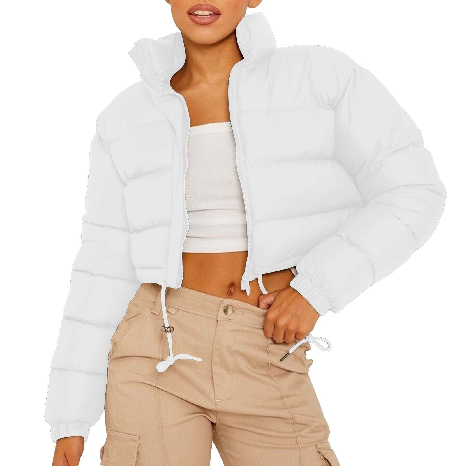 Clearance!Uooqdmx Puffer Jacket Womens Cropped Jacket Solid Clearance!Uooqdmx Puffer Jacket Womens Cropped Jacket Solid