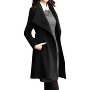 Allegra K Women's Winter Slit Sleeve Double Breasted Cloak Coat M Black ...