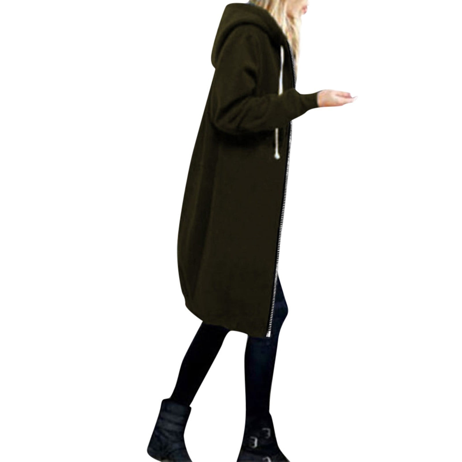 Uooqdmx Trench Coat Women Peacoat Womens Coat Warm Zipper Long ...
