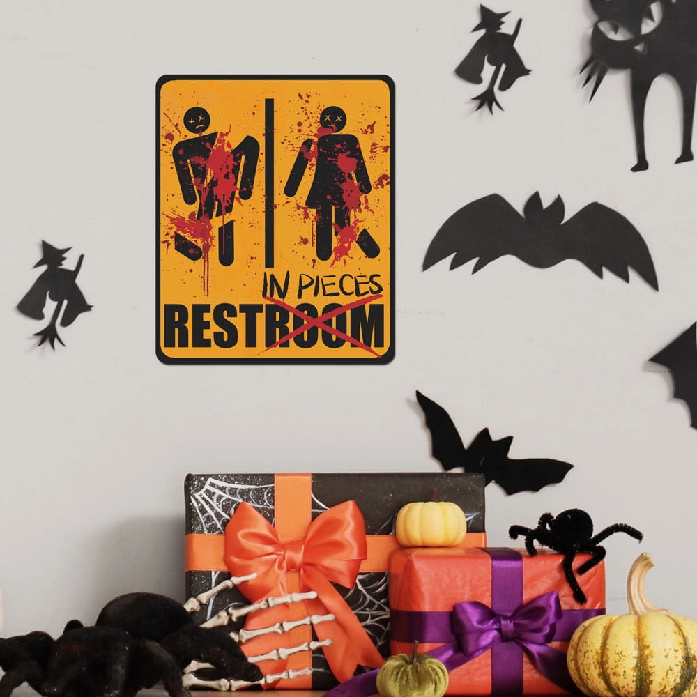 Clearance! Upgraded Bloody Restroom Sign Sticker,Halloween Haunted ...