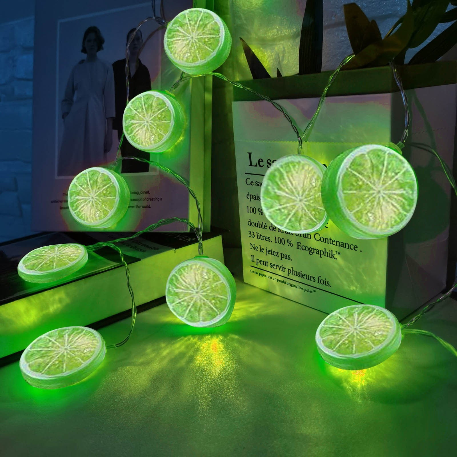 Clearance! Upgraded Fruit Lemon Slice String Lights LED Flashing String Battery Powered Indoor ...