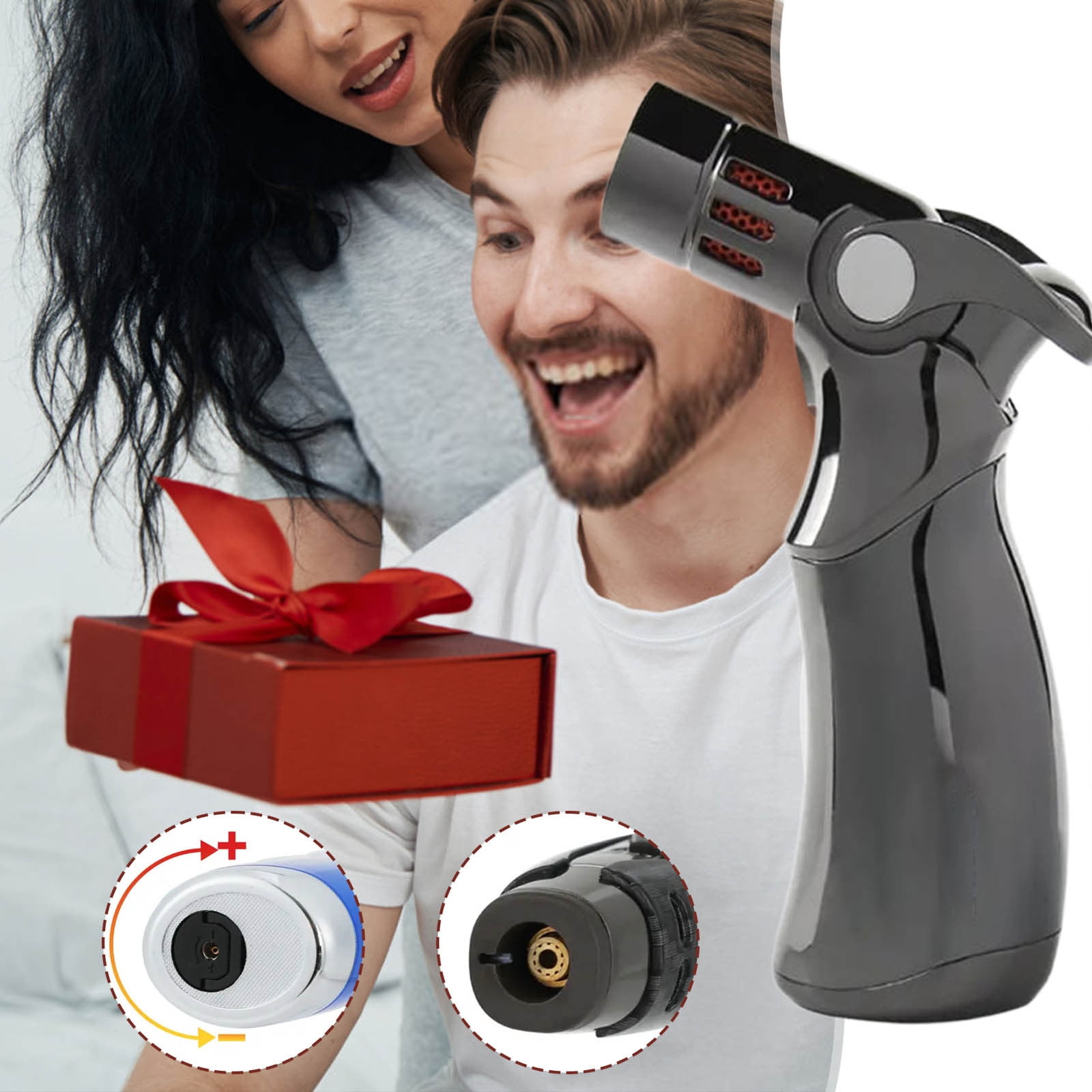 Clearance! Upgraded Windproof Quad Jet Flame Lighter, Push Switch, Butane Refill, Portable ...