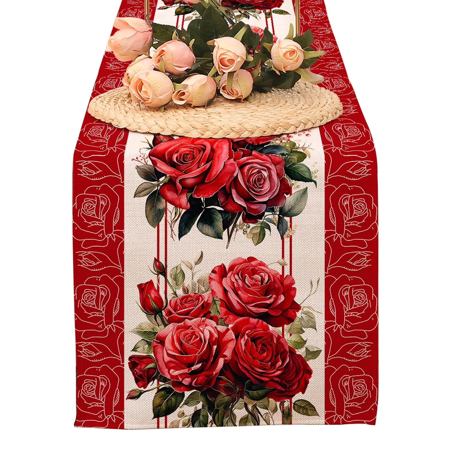 Clearance! Valentine Table Runner Valentine'S Day Table Runner Linen ...