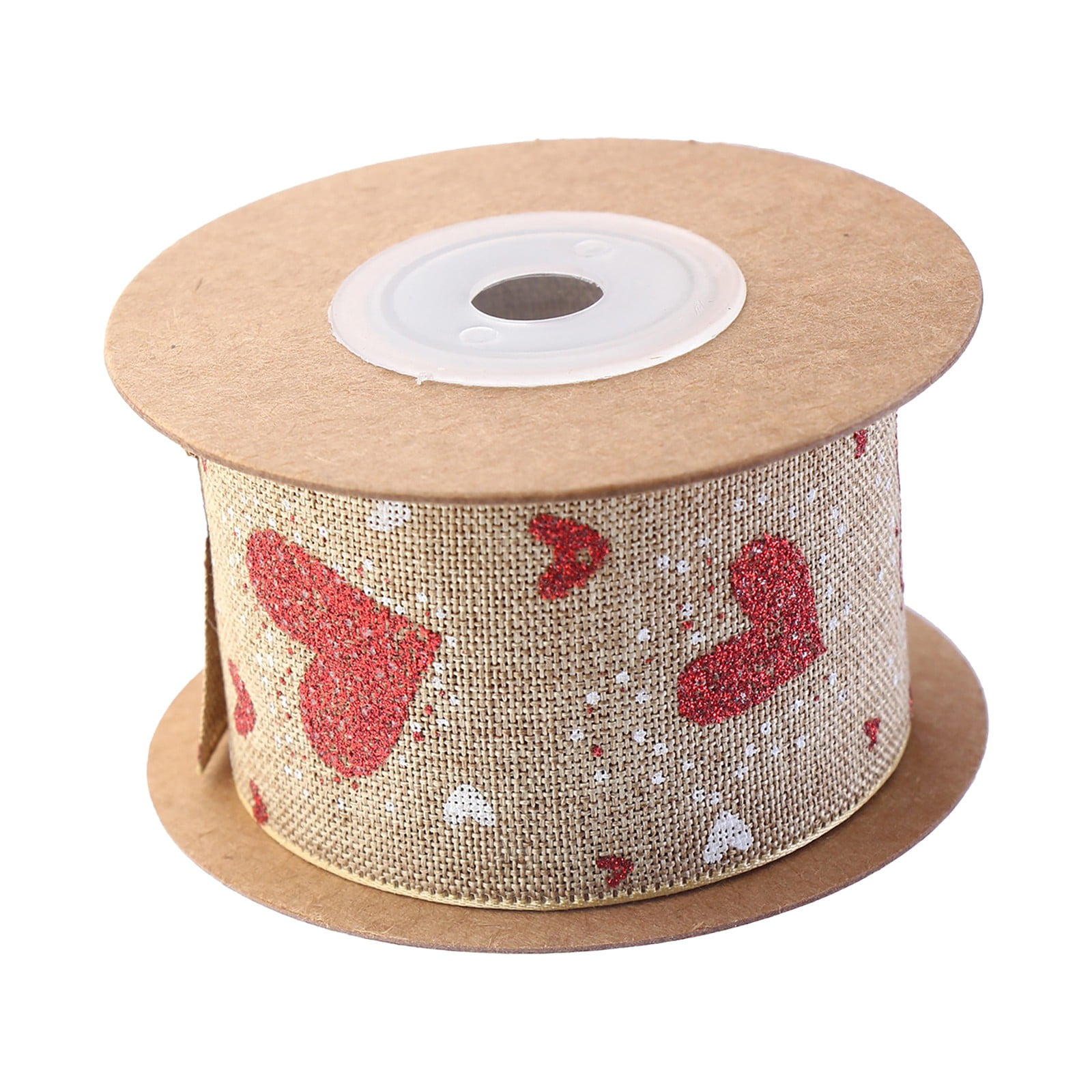 Clearance! Valentine's Day Red Sparkly Heart Fabric Thread Ribbon ...