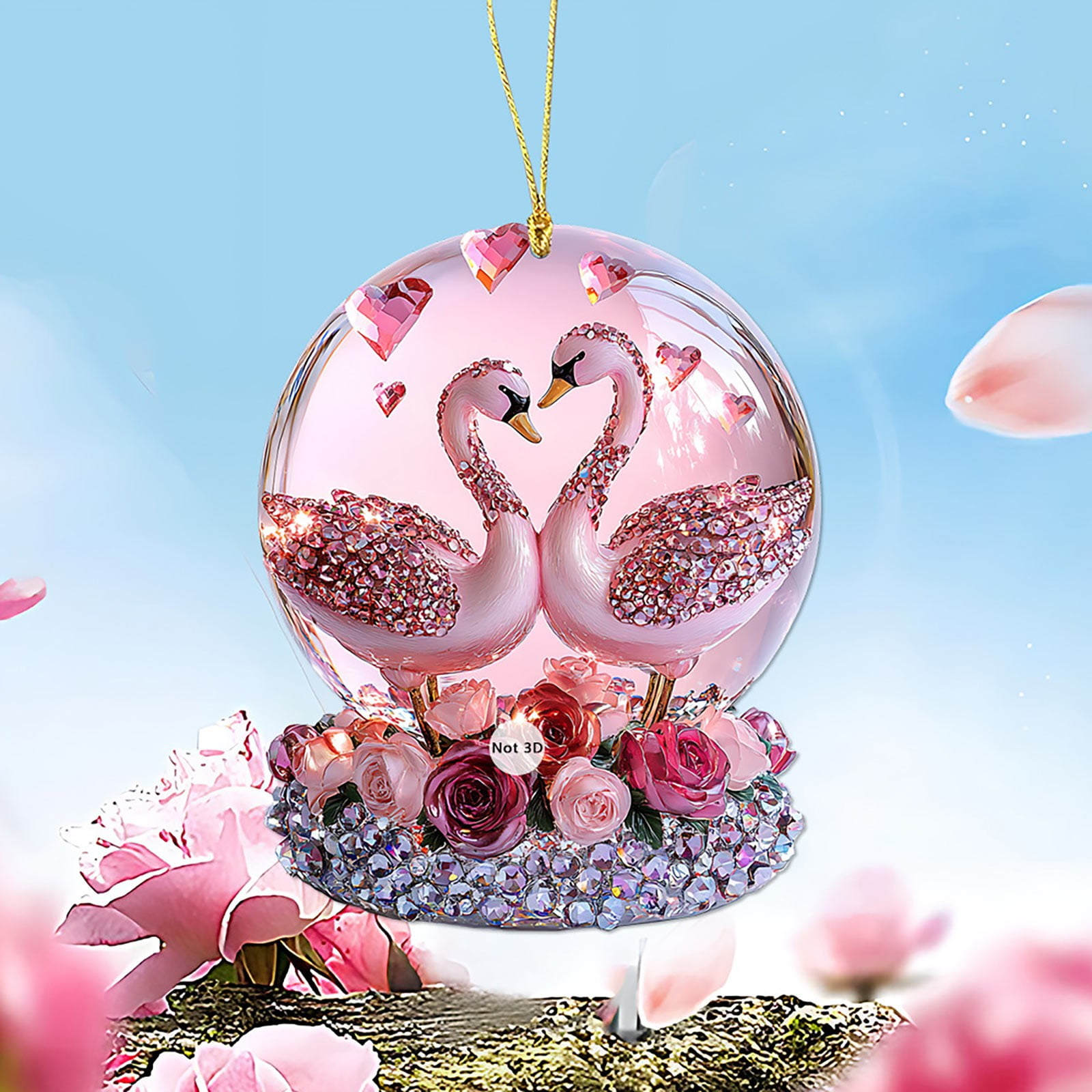 Clearance Valentine's Day Swan 2D Flat Acrylic Charm Pink Swan Bunny ...