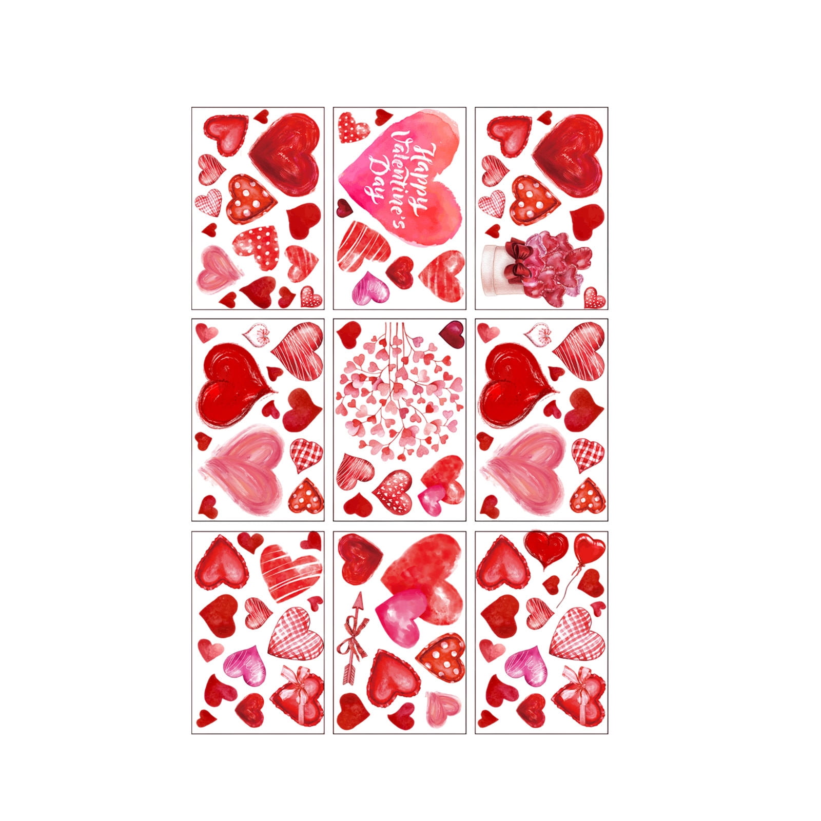 Hvmvliv Valentines Heart Window Sticker 9 Pcs Candy Wall Decorations ...