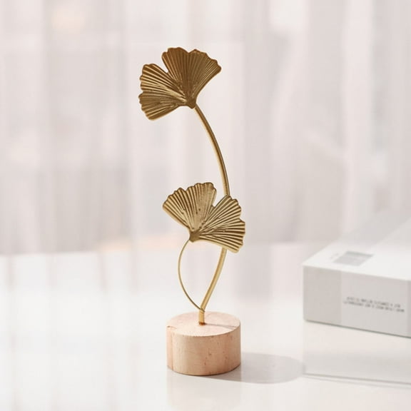 Desktop Ornaments,Leaf Decor Metal Golden Leaf Ornaments And Base ...