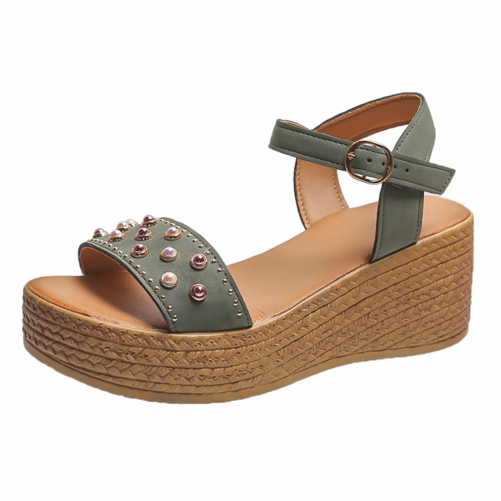 VerPetridure Women's Wedge Sandals Slip On Flatform With Inmitation ...