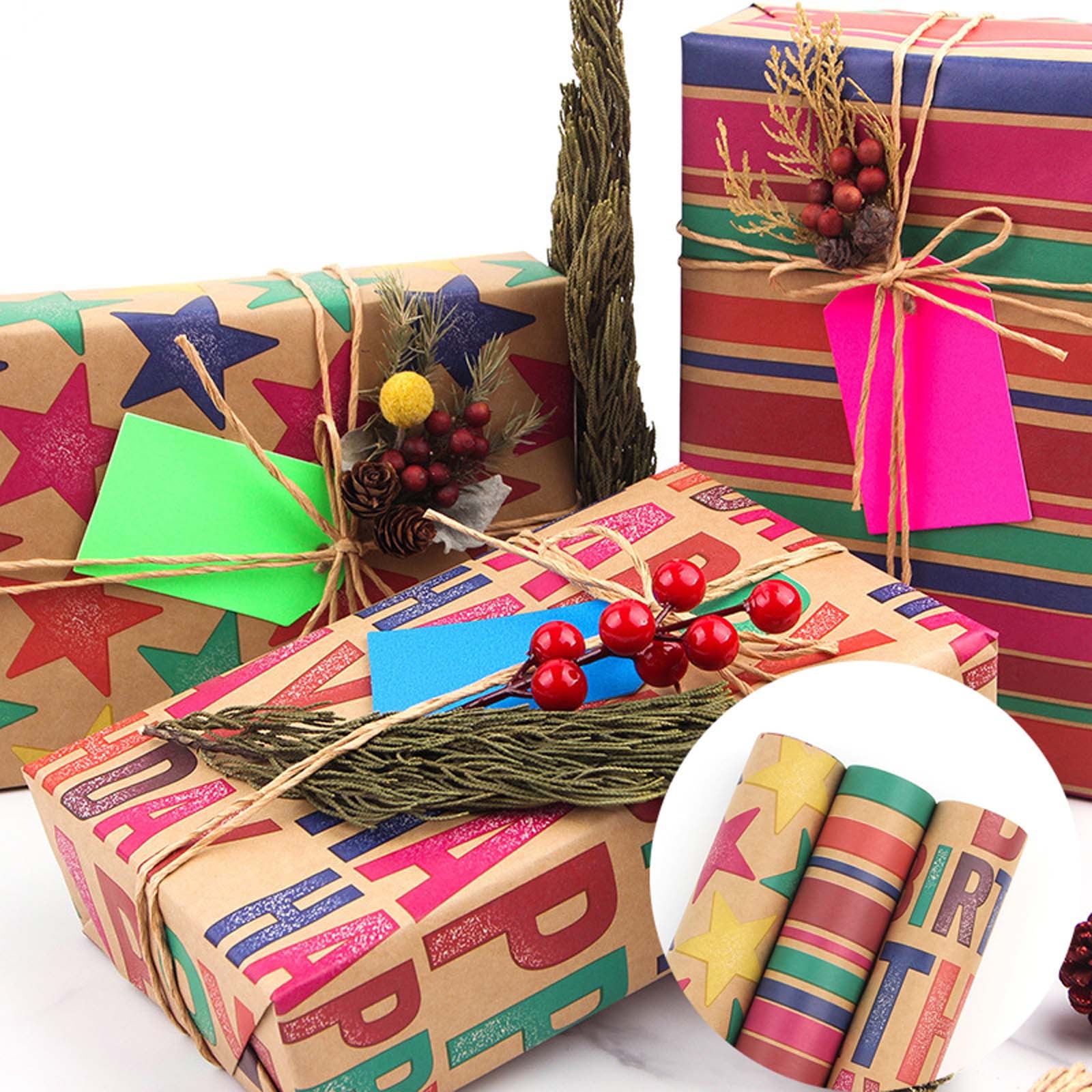 Tupukom Christmas Wrapping Paper Roll,Vintage,Giant Roll,Tear-Resistant ...