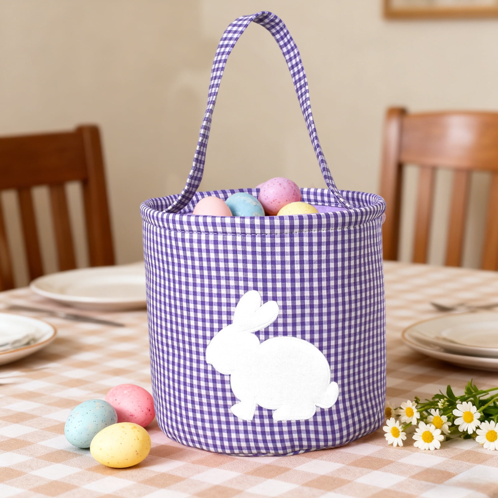 Clearance Vggrvlo Easter Bunny Basket Egg Buckets Cute Woven Empty ...