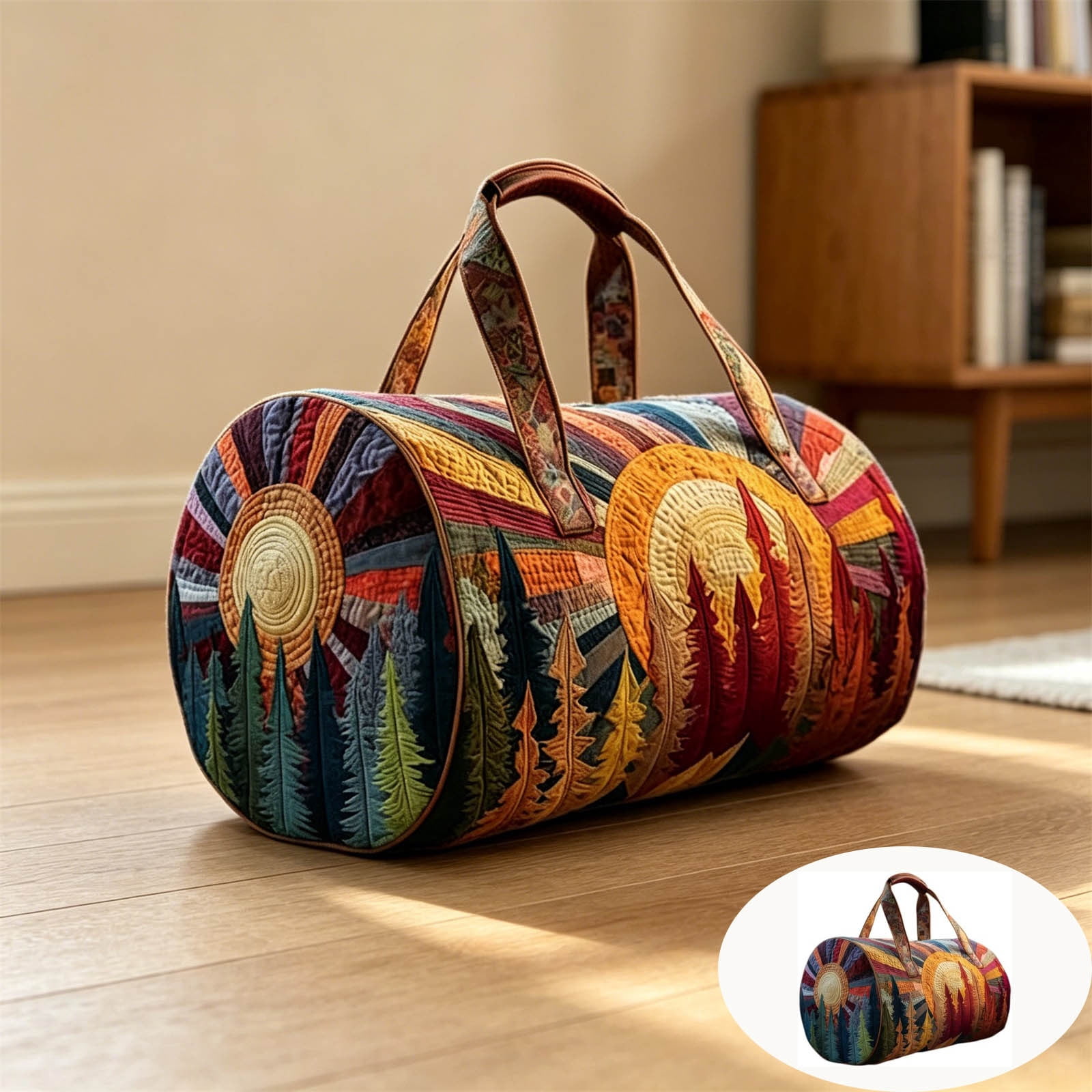Clearance Volra Hippie Journey Quilted Duffle Bag, Sunset Forest ...